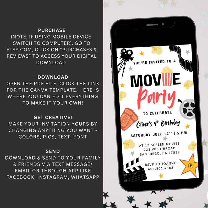 Editable Movie Night Invitation Instant Download Backyard Movie Night ...