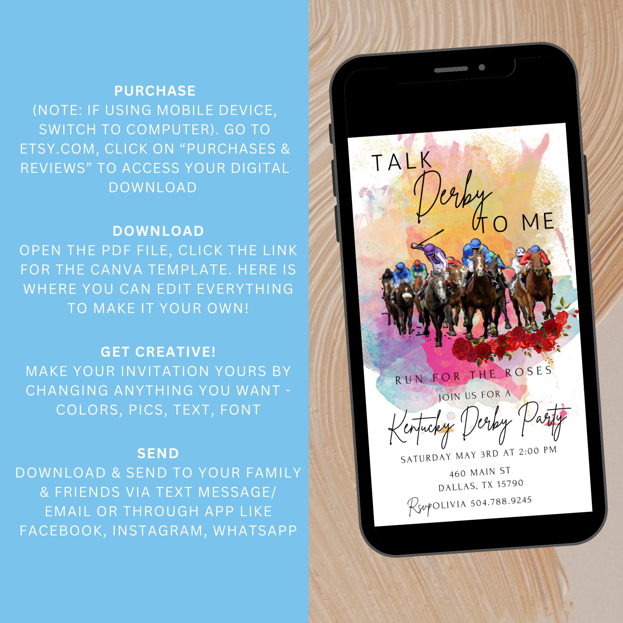 Kentucky Derby Party Invitation | Talk Derby to Me | Kentucky Derby ...