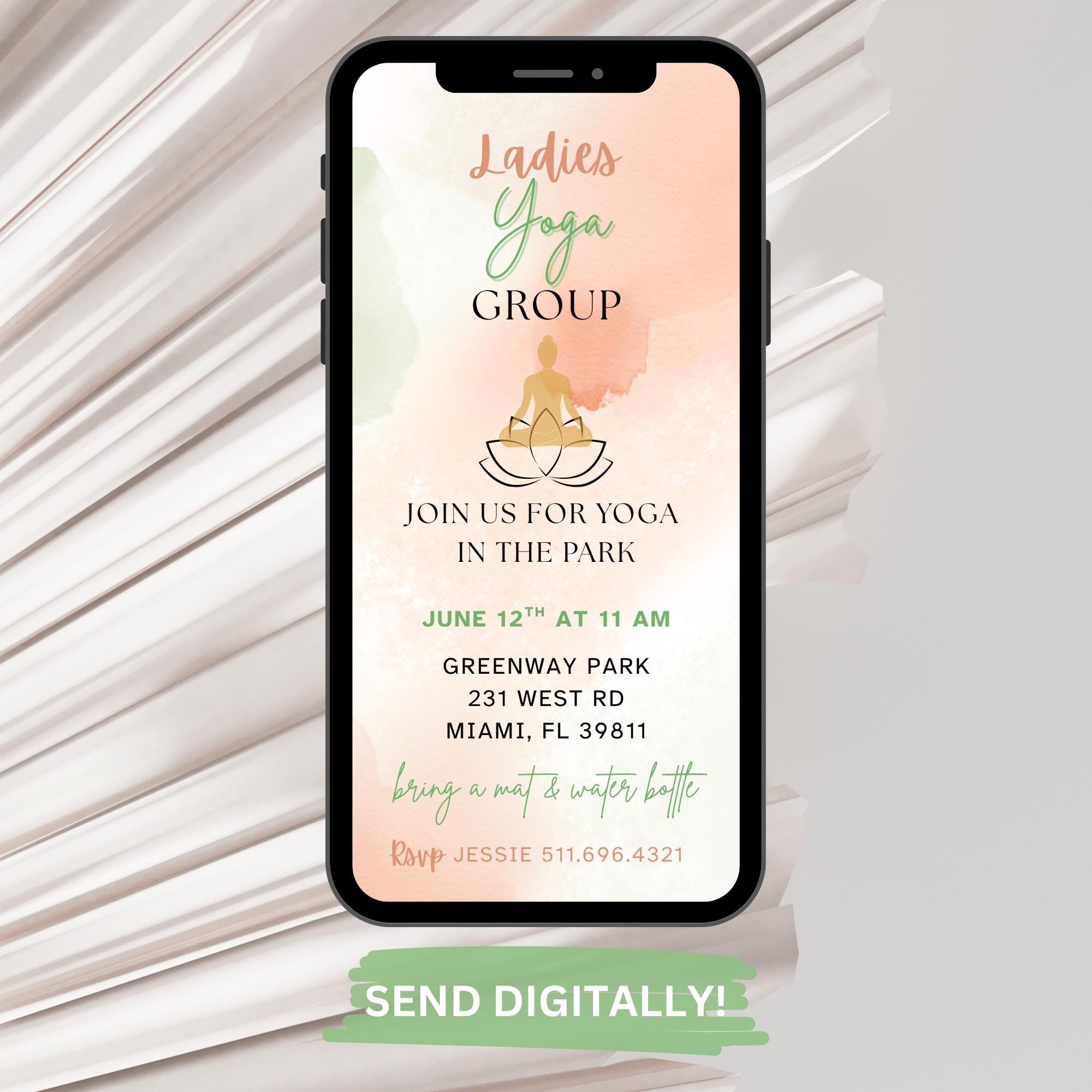 Ladies Yoga Meet-up Invitation Animated Canva Template Yoga Club ...