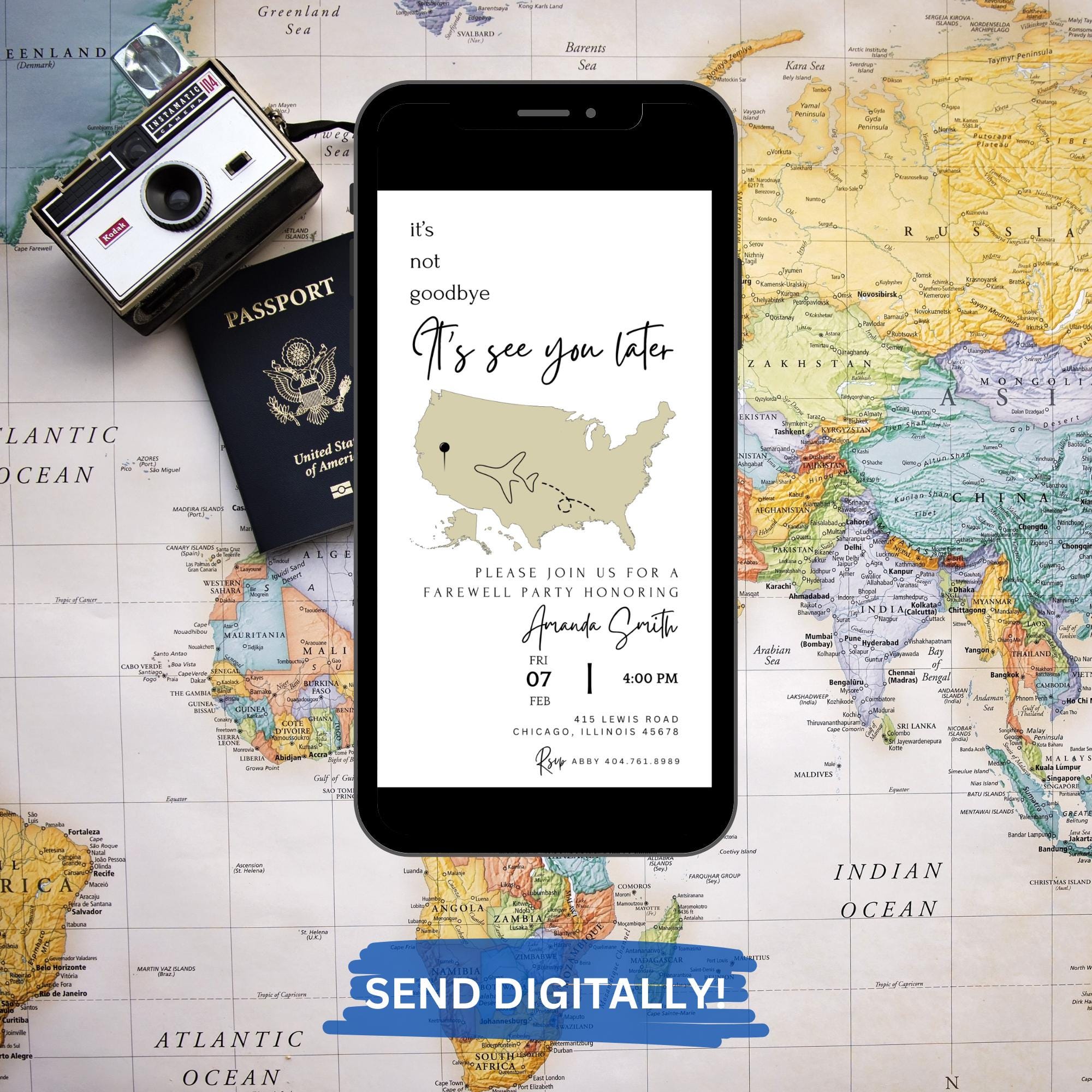 Farewell Going Away Party Invitation. Digital Animated Moving Out of ...