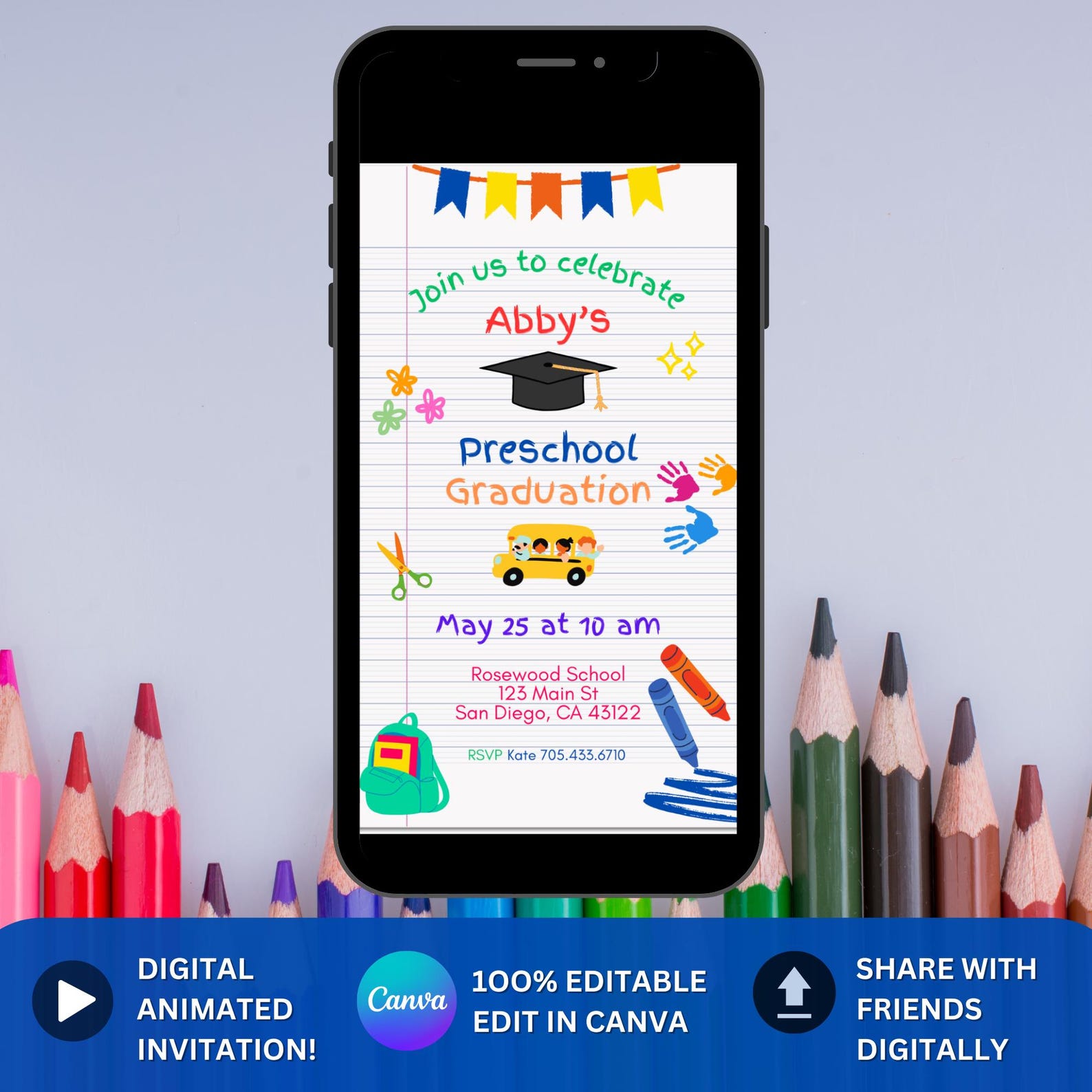 Editable Preschool Graduation Invitation, Prek Announcement Party ...