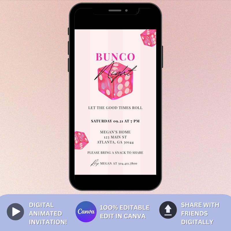 Bunco Template Pink - Etsy