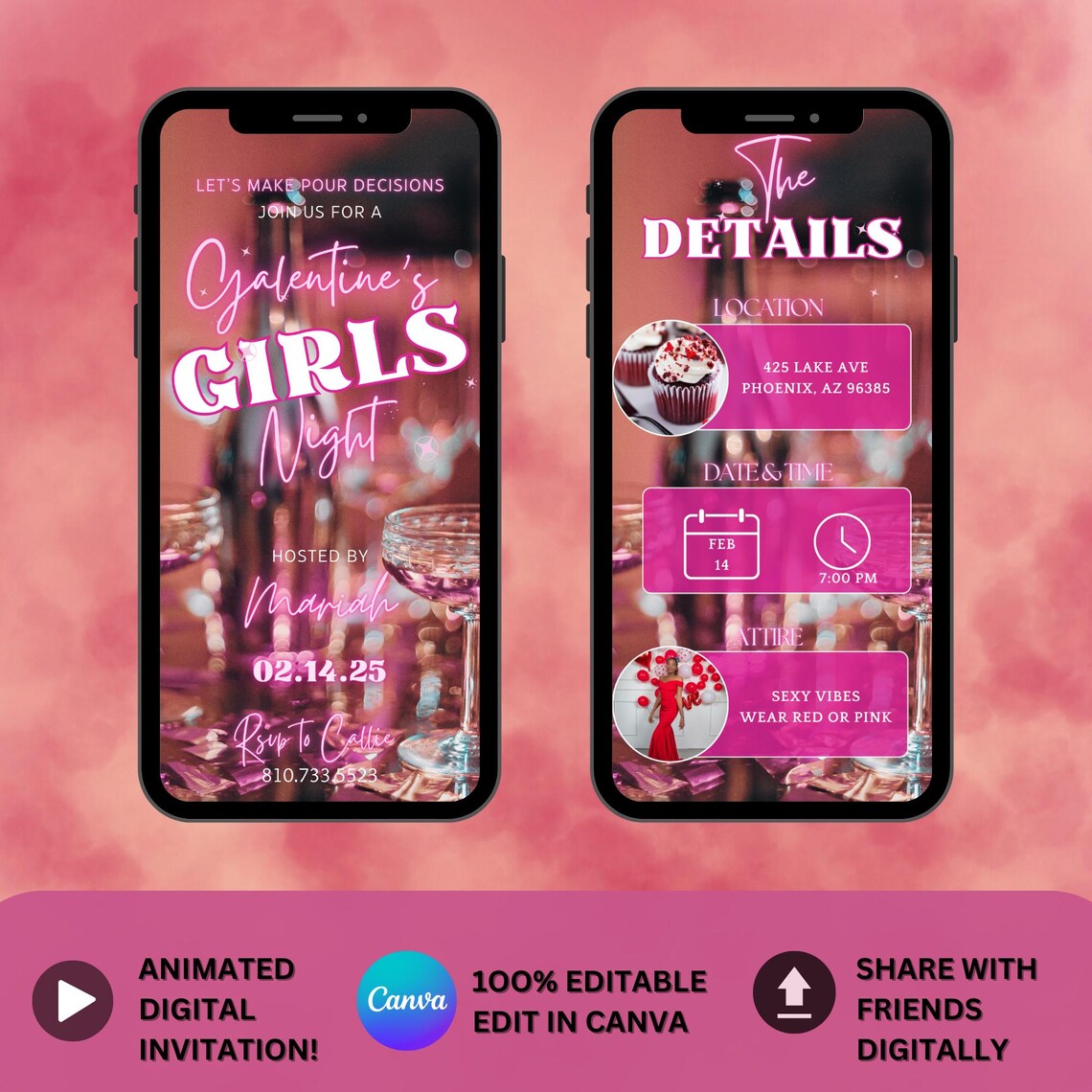 Galentine's Girls Night Invitation,valentine's Dinner Girls Night in ...