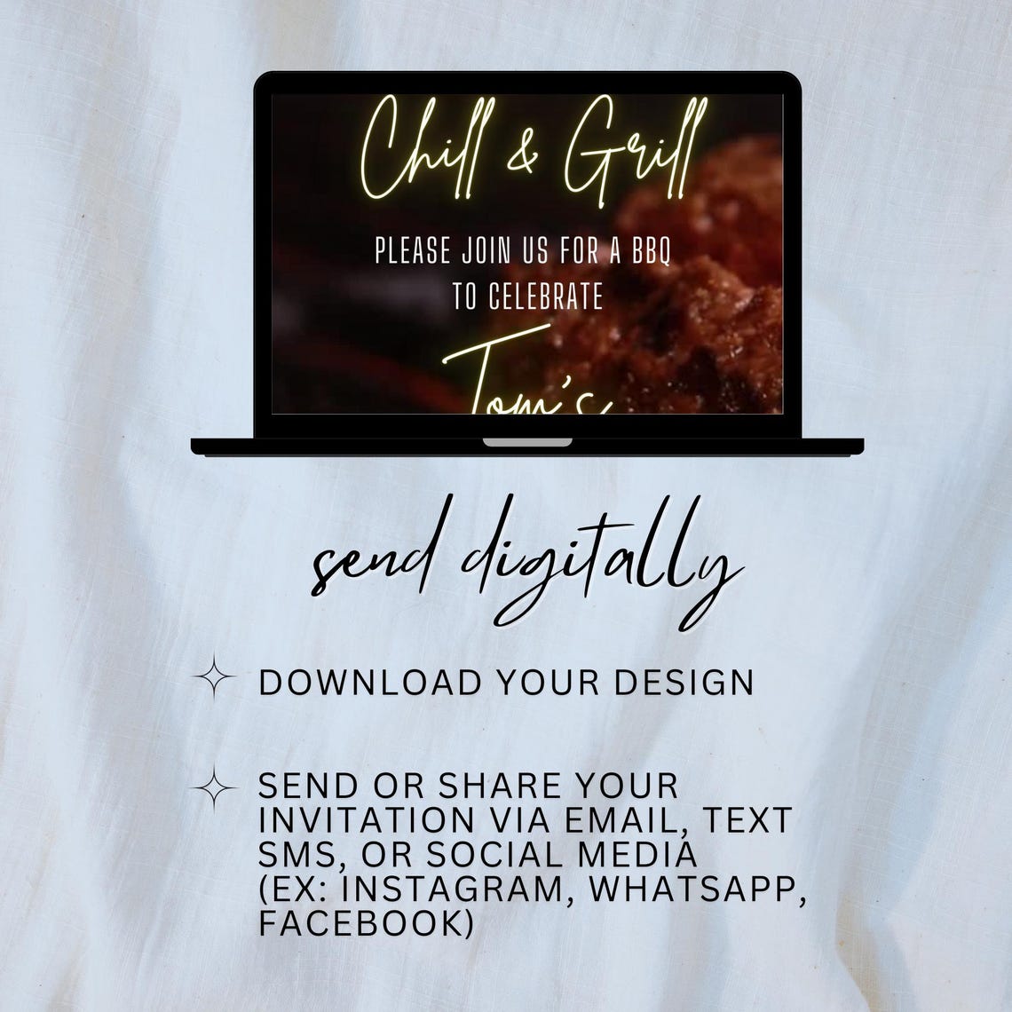 Digital Birthday BBQ Invitation. Animated Barbeque Party Invite. Rustic ...