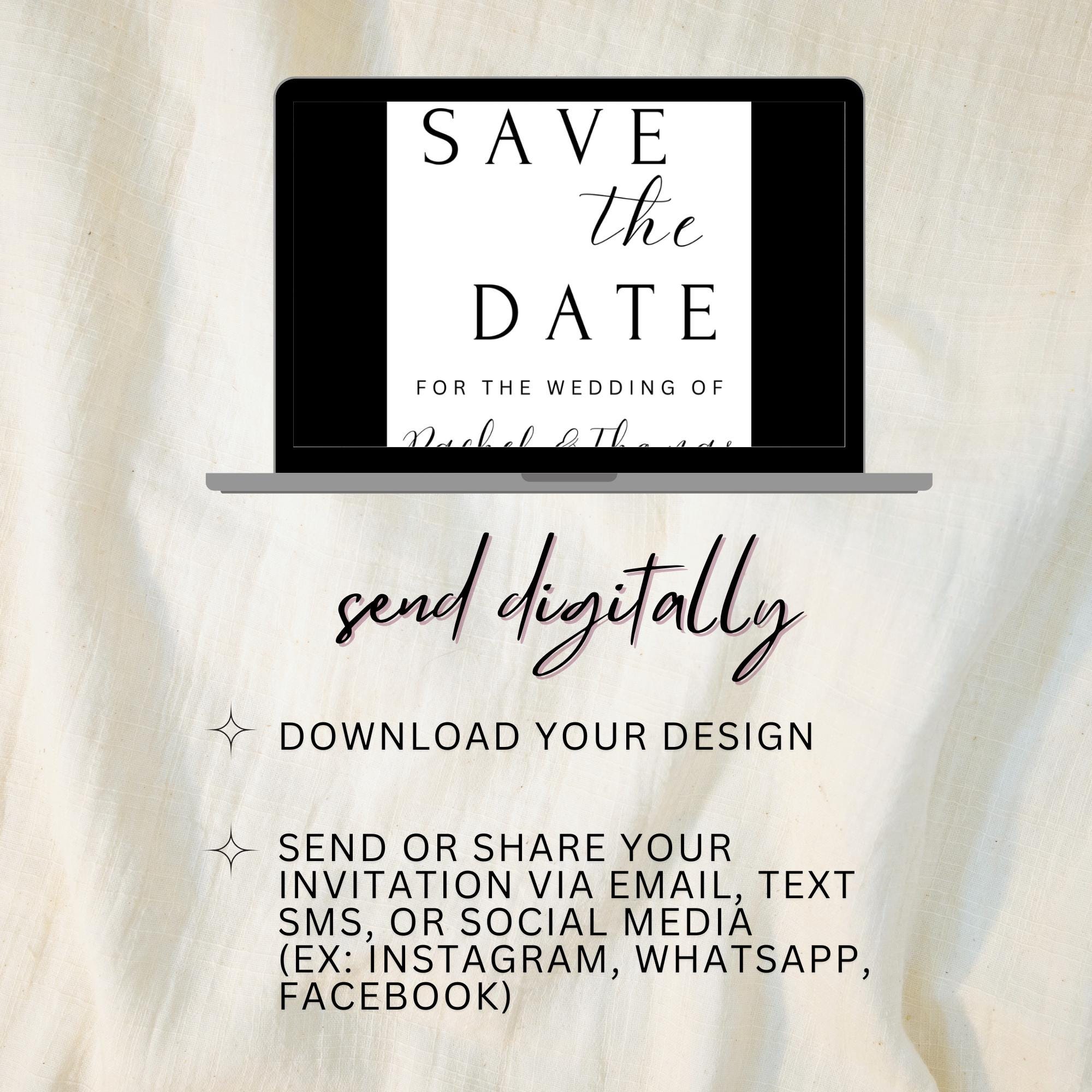 Digital Invite Electronic Save the Date, Minimal Save the Date E-invite ...