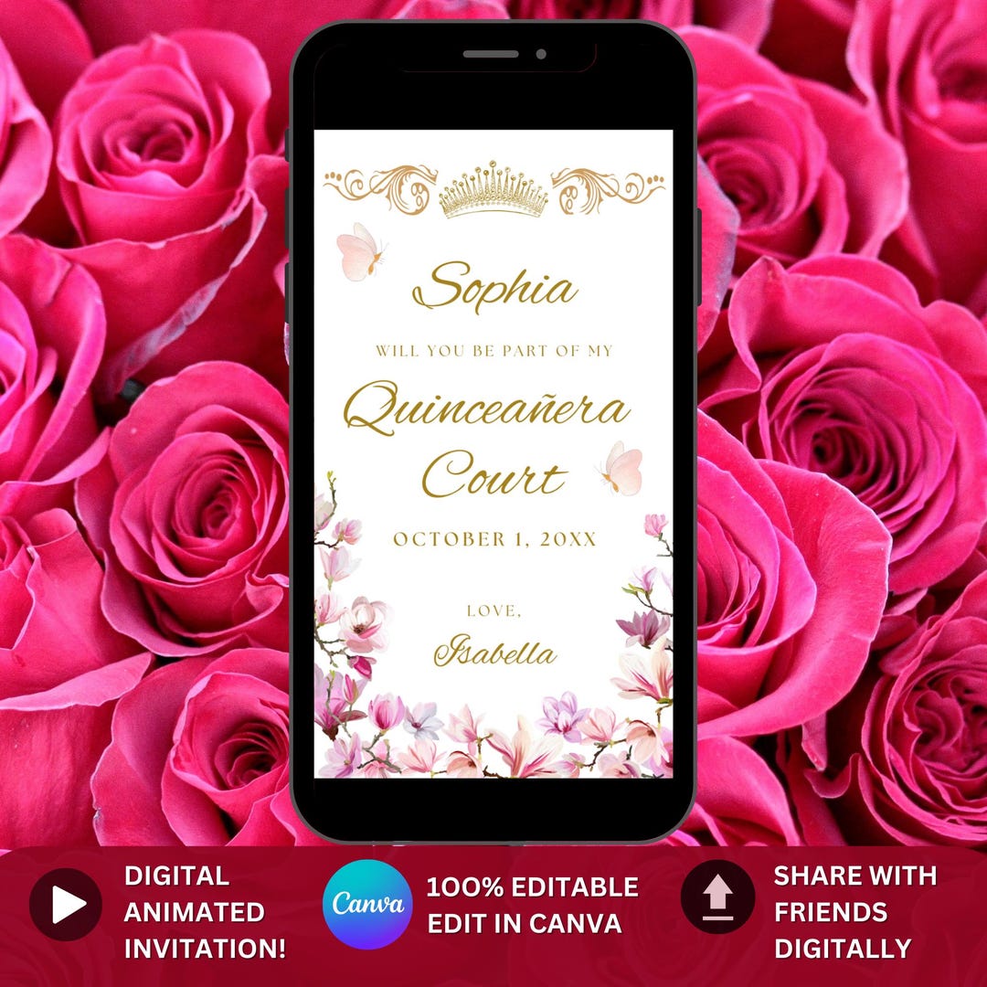 EDITABLE Quinceanera Court Proposal Template, Blush Pink Flowers, Will ...