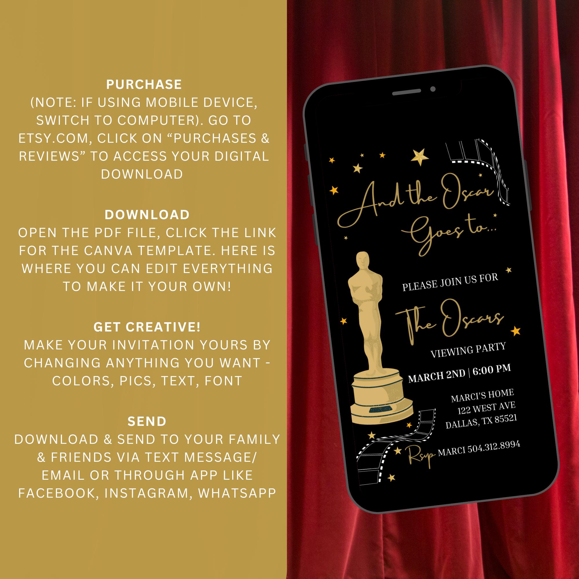 Oscar Party Invitation and the Oscar Goes to Oscars Invitation Academy ...
