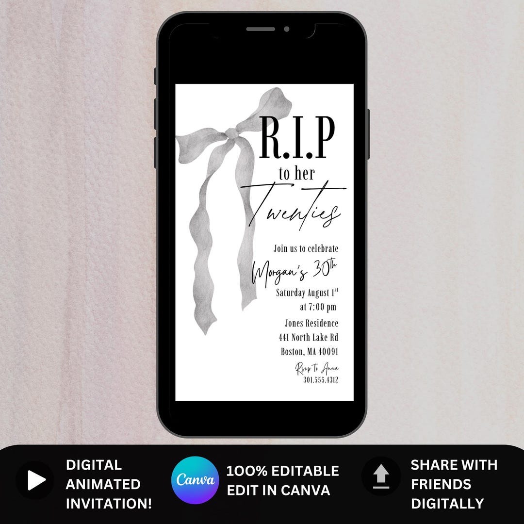 Editable RIP to My Youth Invitation Rip to My 20s Party Invite RIP ...