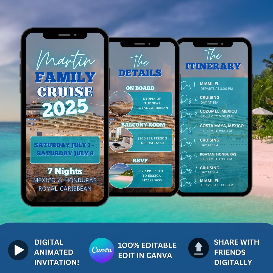 Family Cruise Itinerary Invitation. Digital Family Reunion Trip Invite ...