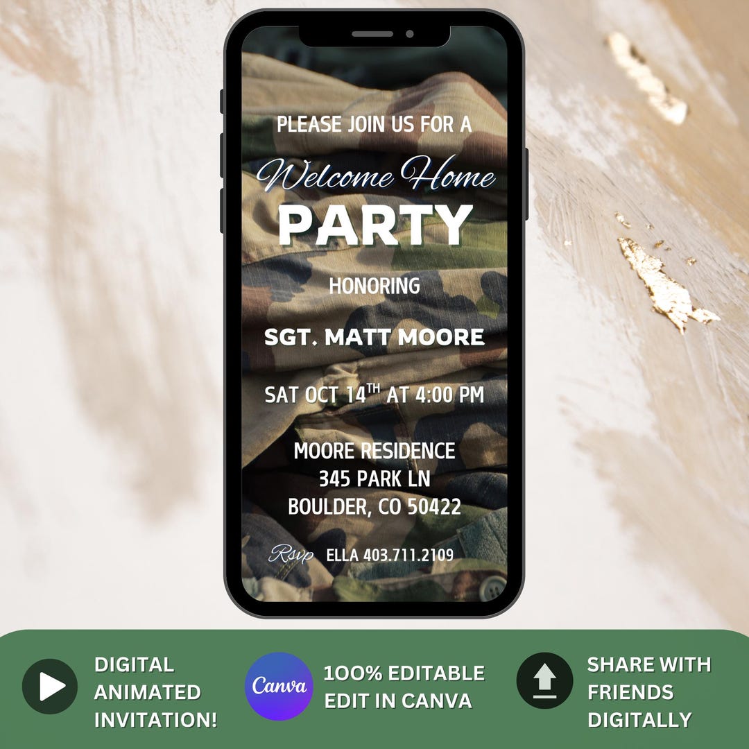 Animated Military Welcome Home Invitation Template, US Army Digital ...