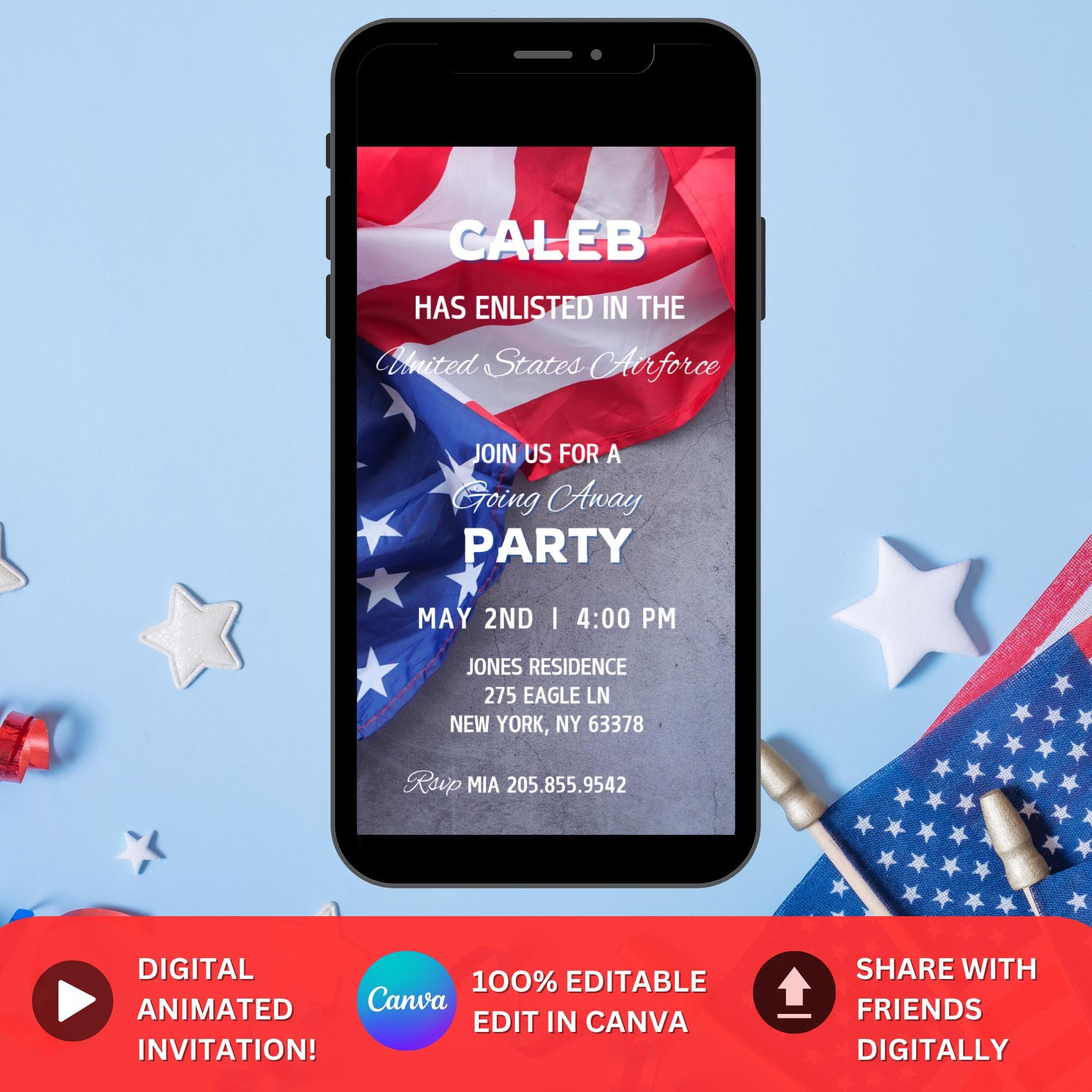 Military Enlistment Going Away Party Invitation. Digital National Guard ...