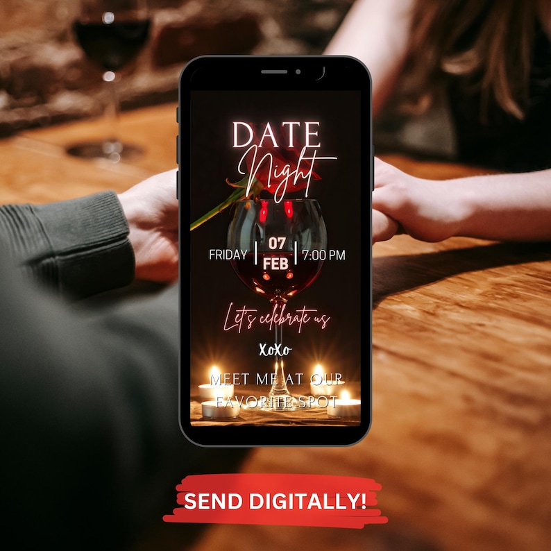Dinner Date Night Digital Invitation Editable Animated Canva Template ...