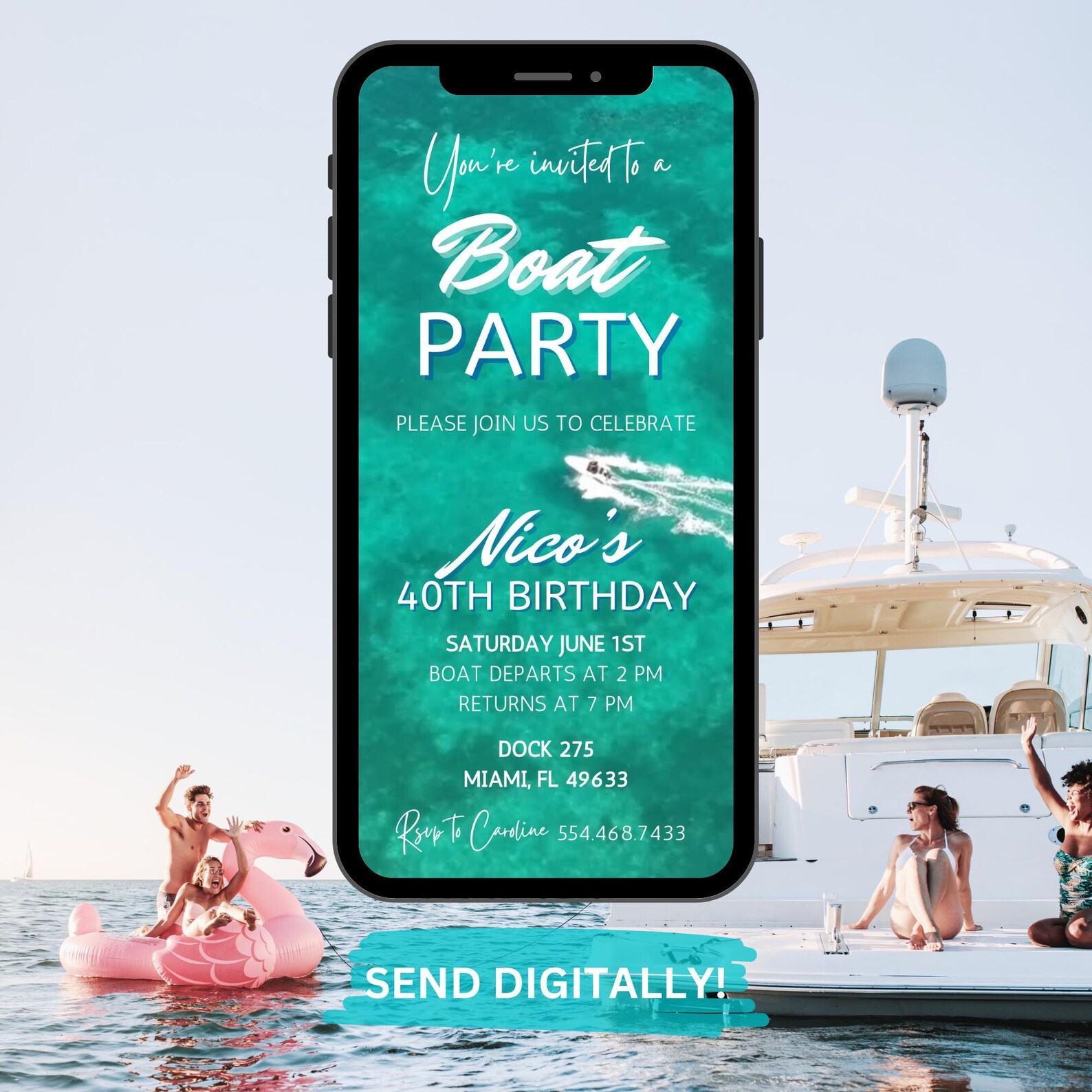 Yacht Party Invitation, Boat Party Invitation, Cruise Itinerary, Yacht ...