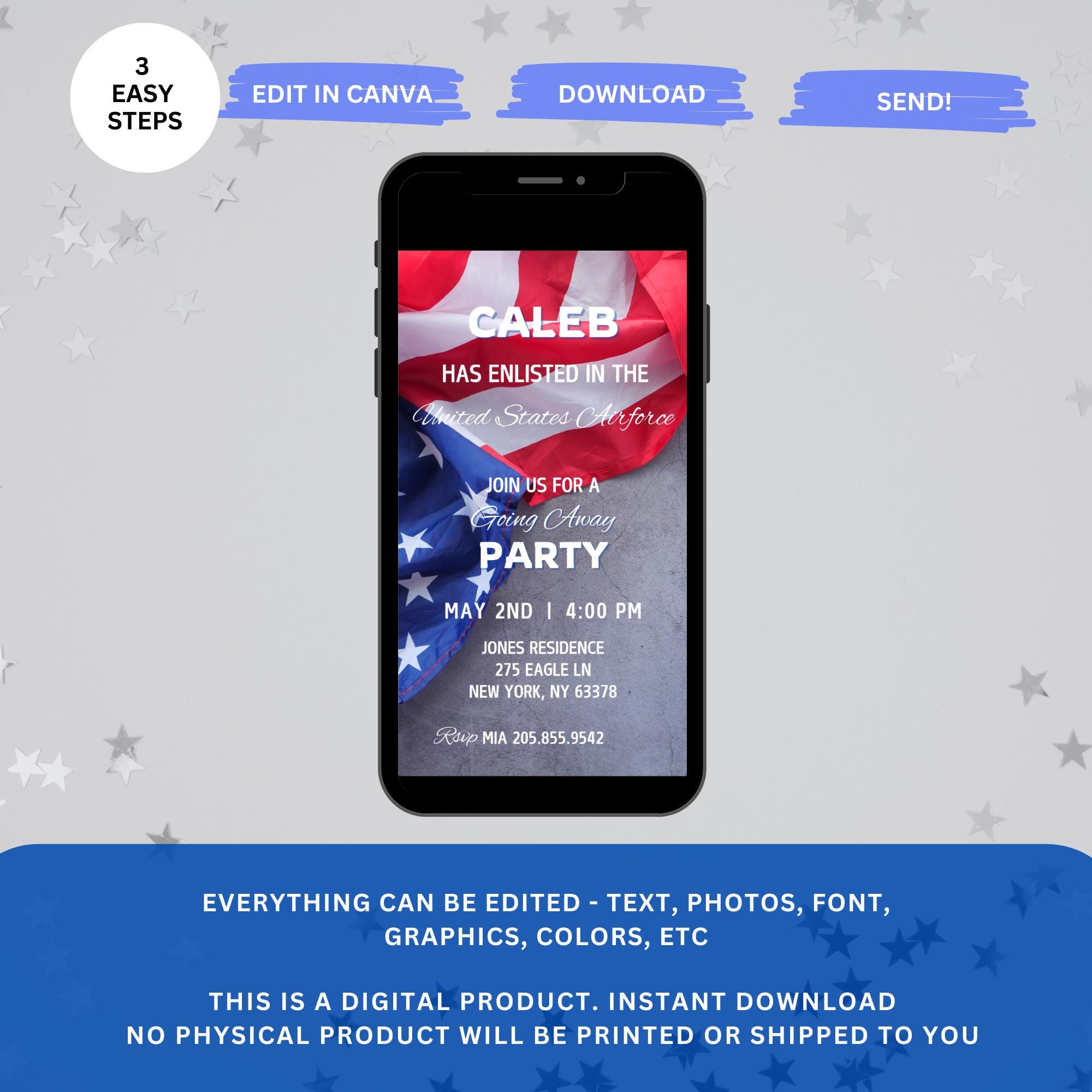 Military Enlistment Going Away Party Invitation. Digital National Guard ...