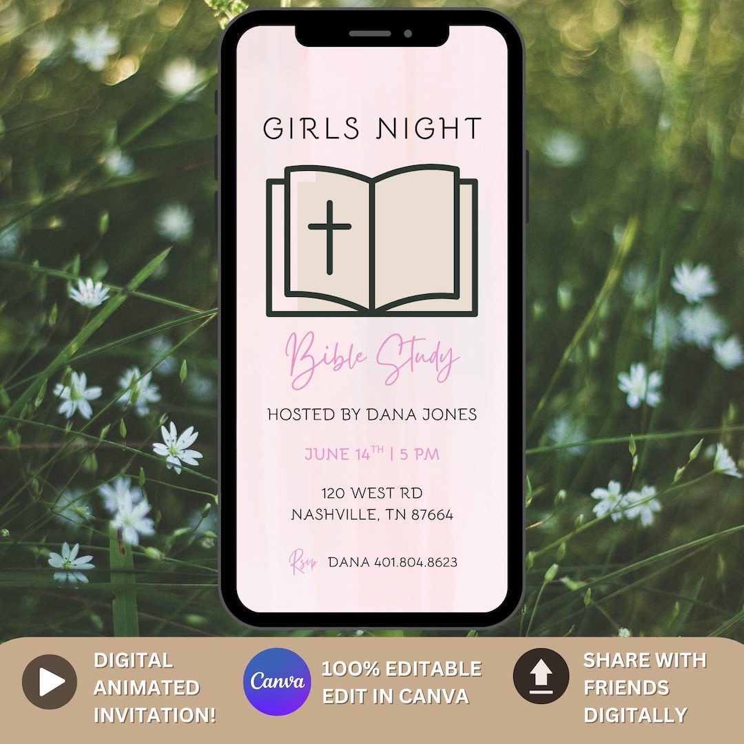 Girls Night Bible Study Invitation, Animated Christian Invite, Women’s ...