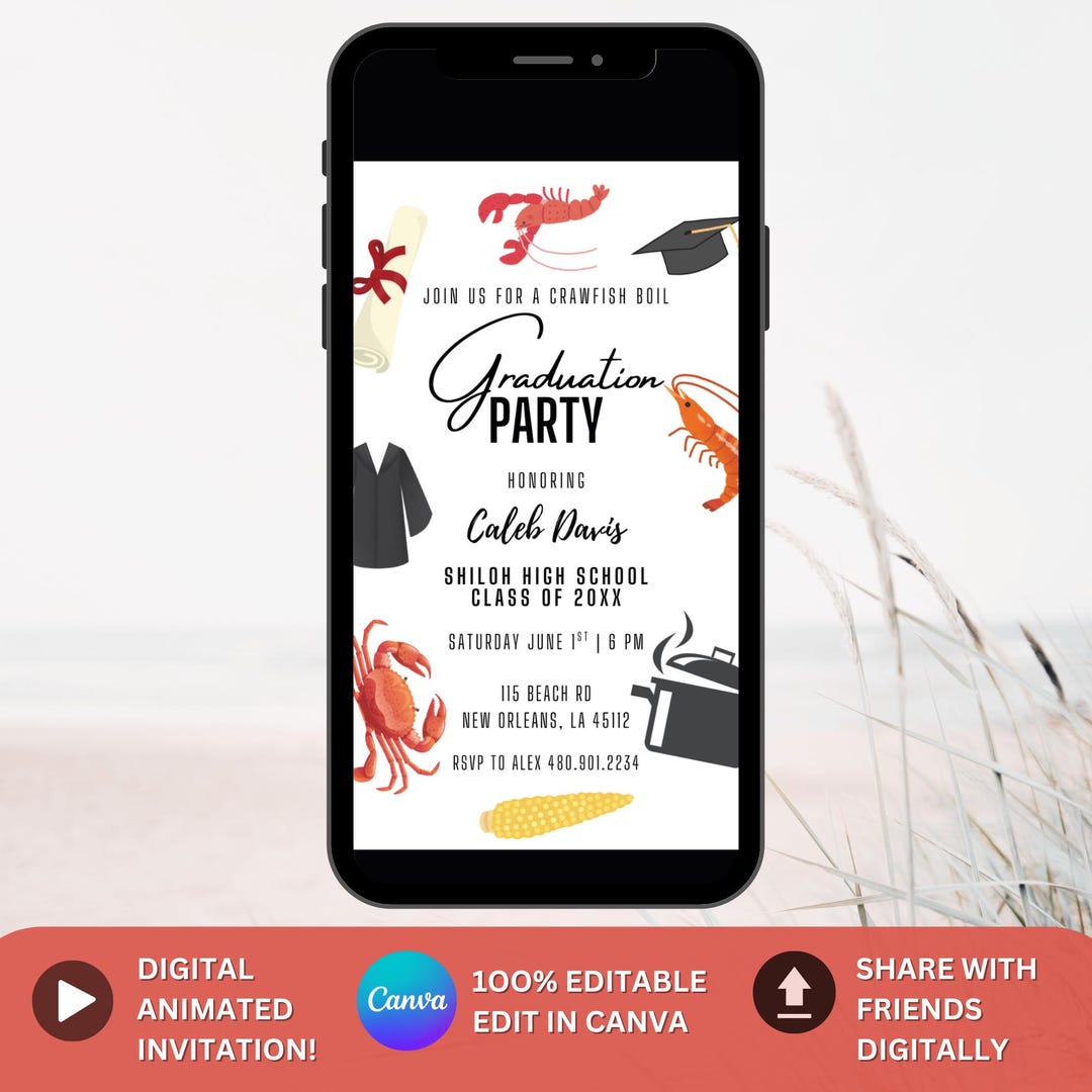 Crawfish Boil Graduation Invitation, Crawfish Boil Graduation Party ...