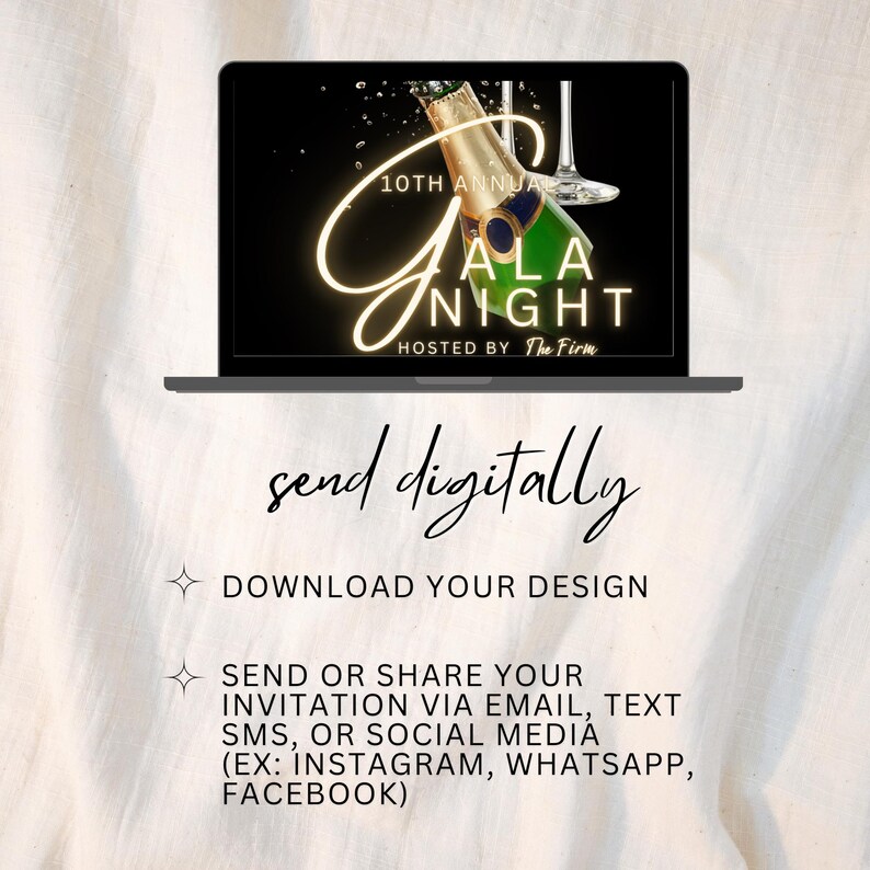 Editable Gala Night Party Invitation | Gala Fundraiser Banquet ...