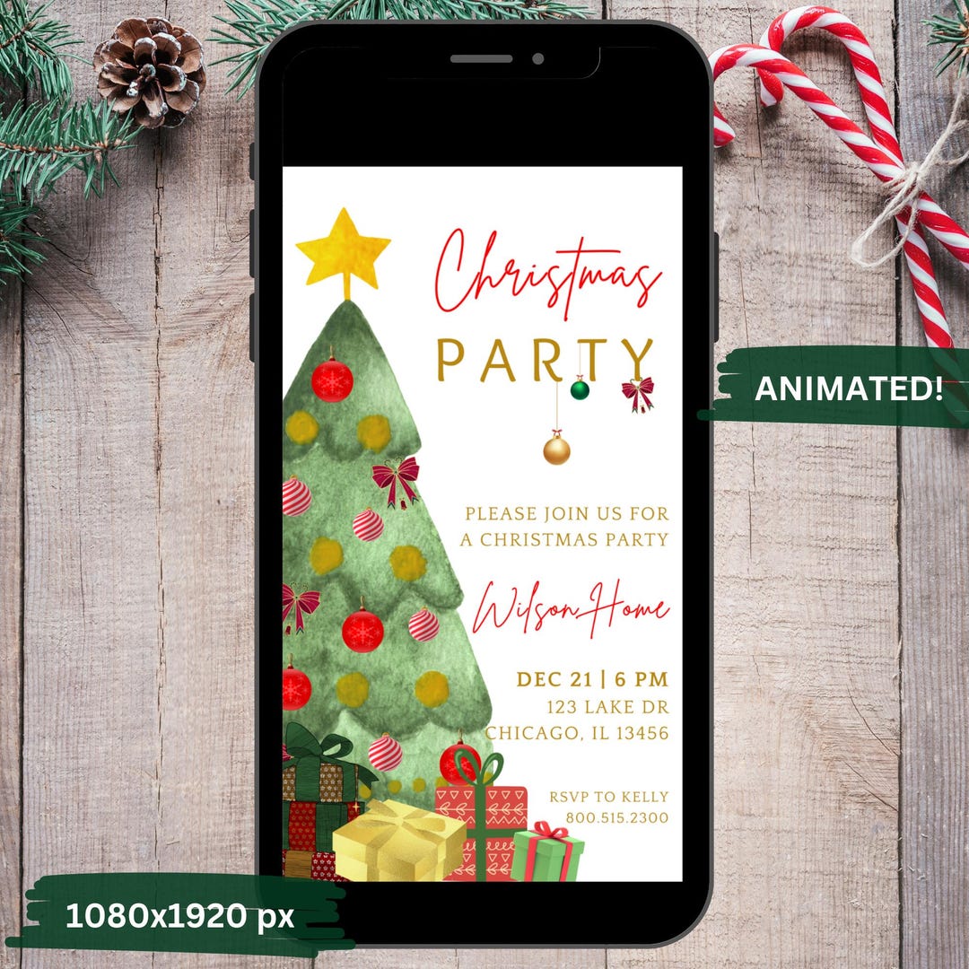Animated Christmas Party Invitation, Christmas Party Invite, Christmas ...