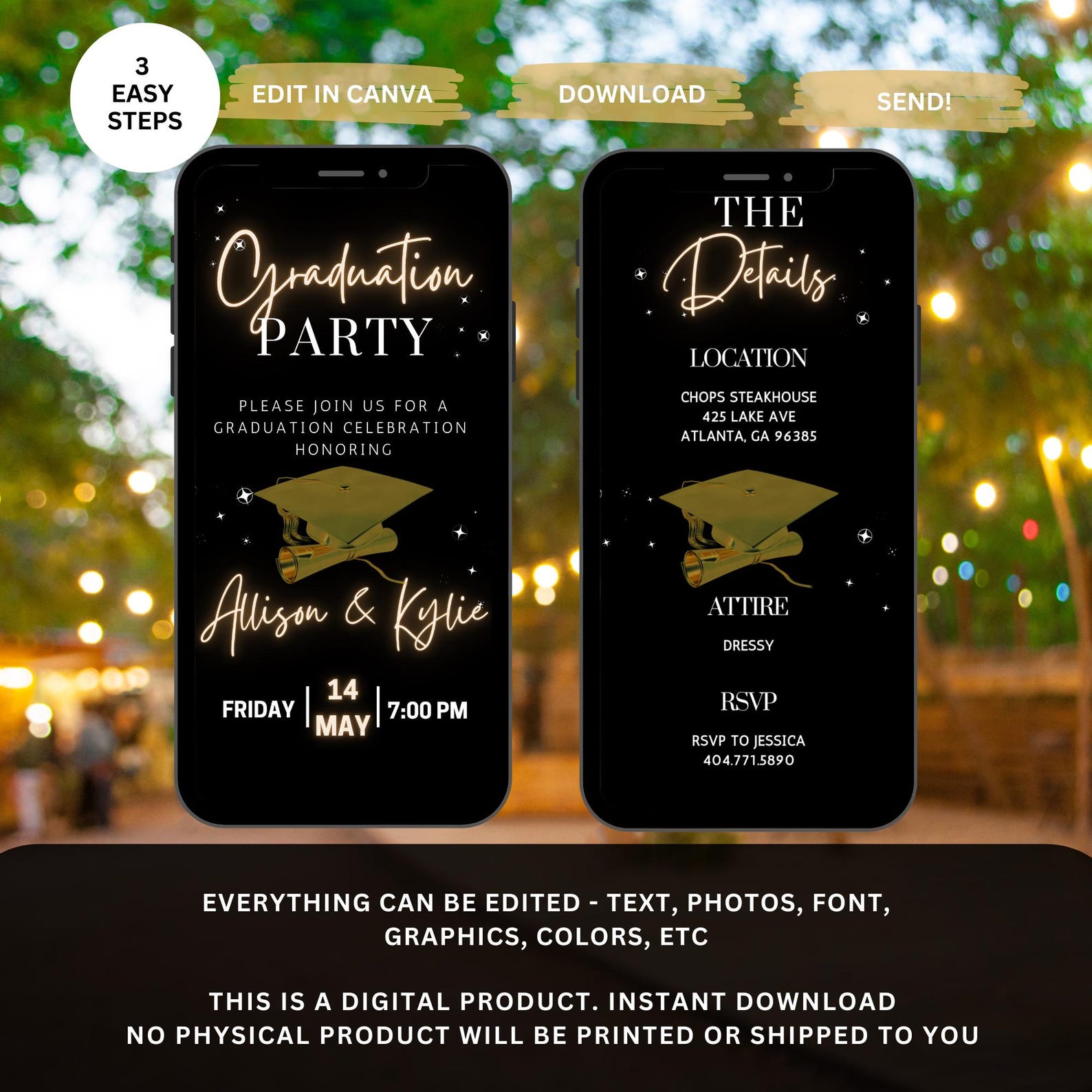 Joint Graduation Party Invitation Two Person Grad Party Invite Siblings ...