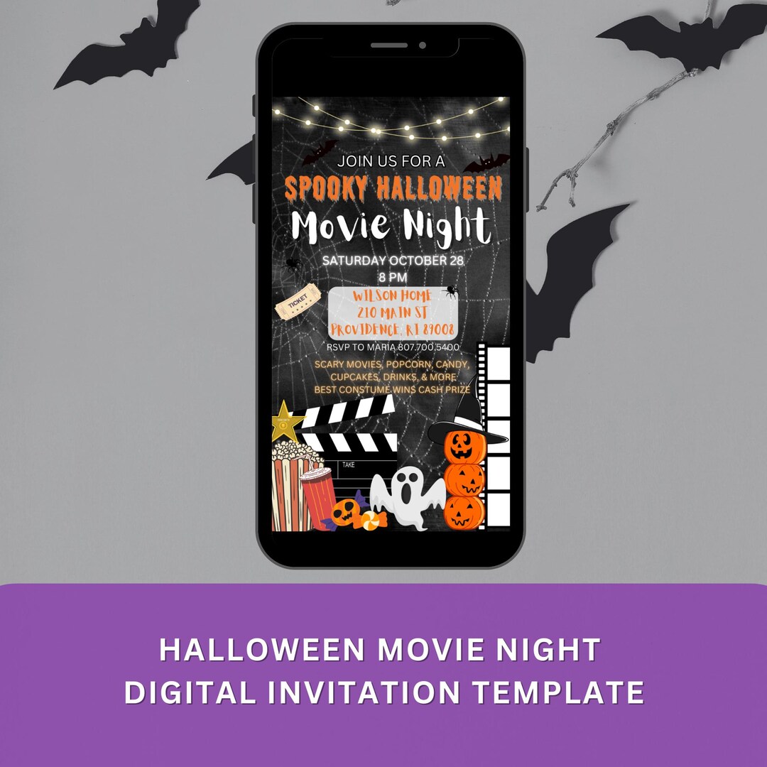 Spooky Halloween Movie Night Invitation EDITABLE Scary Movie Night ...