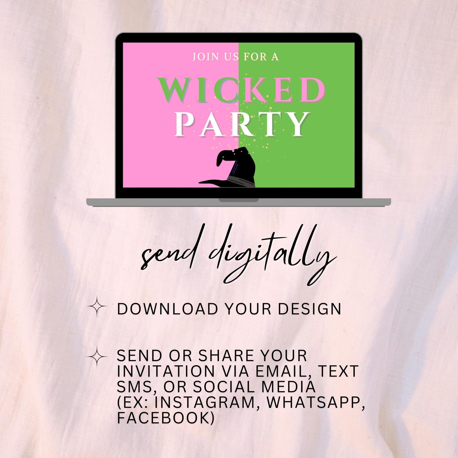 Wicked Birthday Party Invitation Digital Animated Musical Wicked Theme ...
