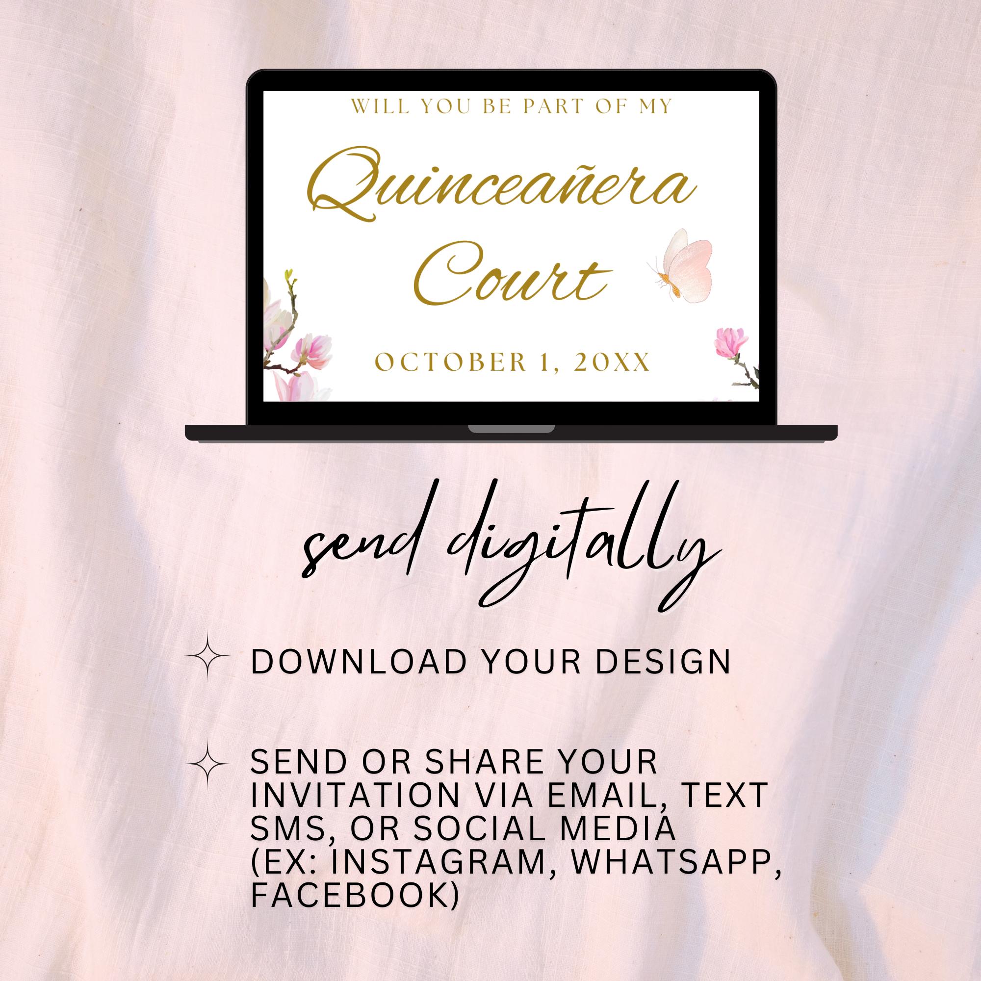 EDITABLE Quinceanera Court Proposal Template, Blush Pink Flowers, Will ...