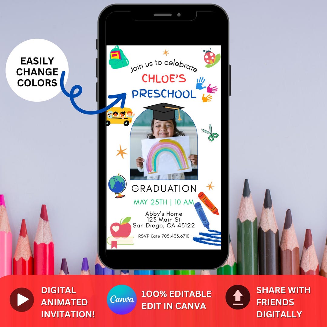 EDITABLE Graduation Invitation Preschool Pre-k 2025, Kindergarten ...