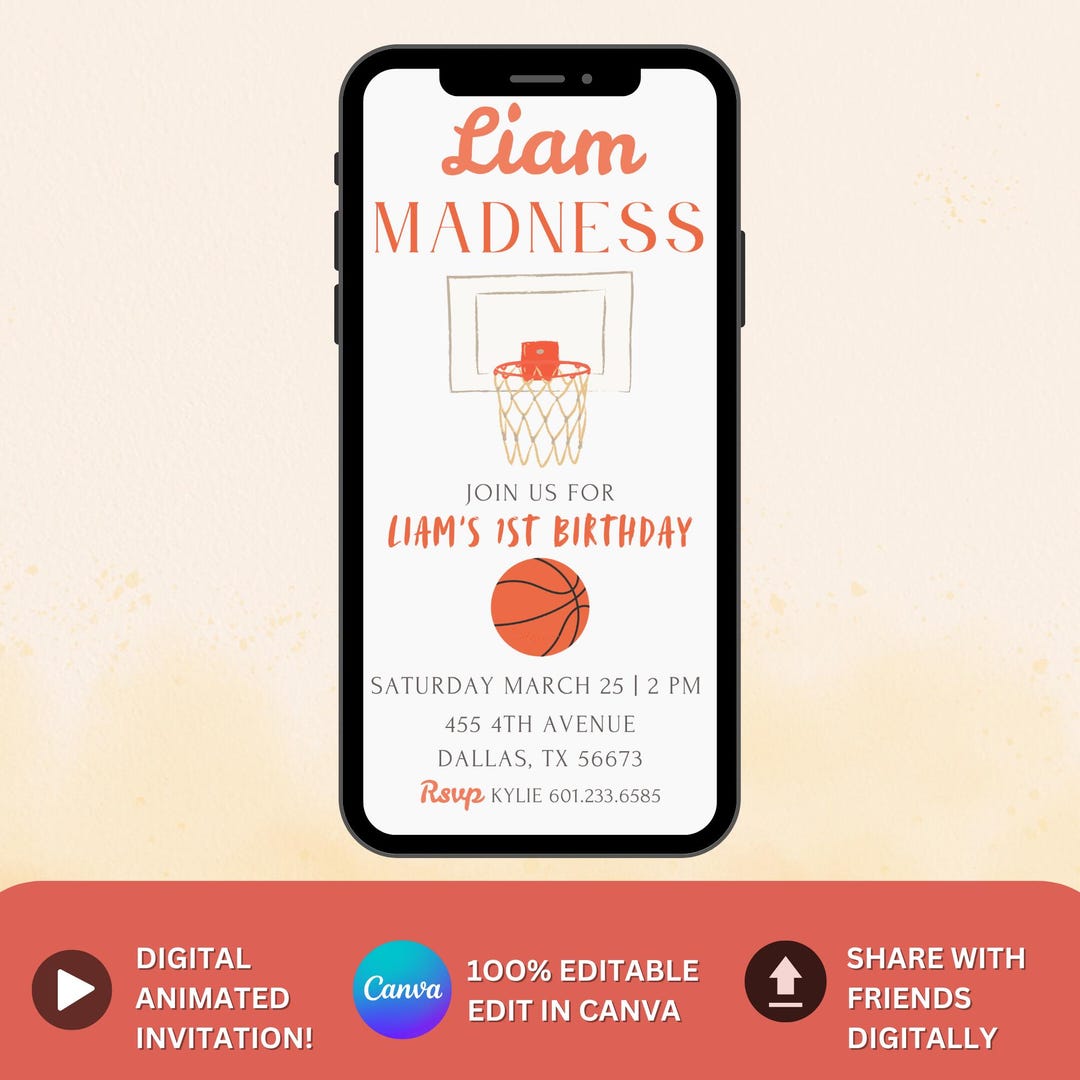 March Madness Basketball Birthday | Basketball Birthday Invitation ...