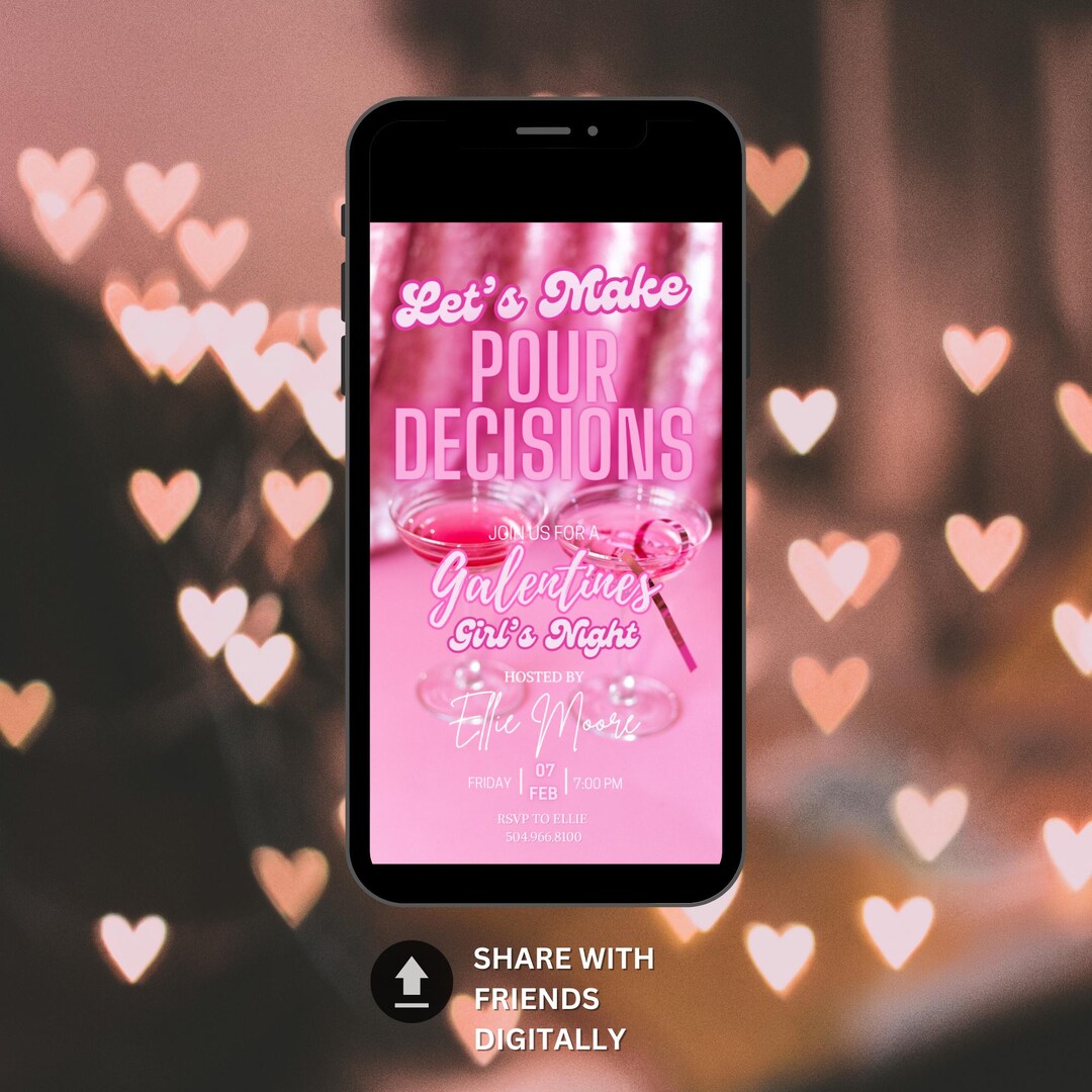 Galentines Girls Night Party Invitation Template Pour Decisions ...