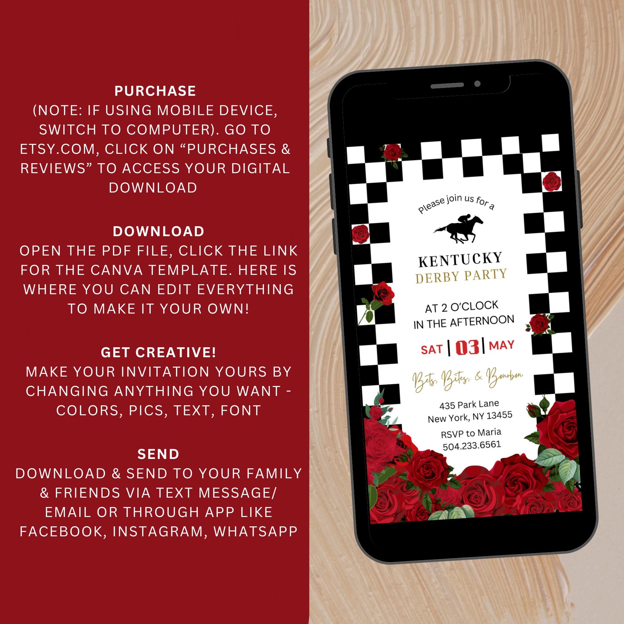 150th Kentucky Derby Party Invitation Template Horse Race Invite Race ...