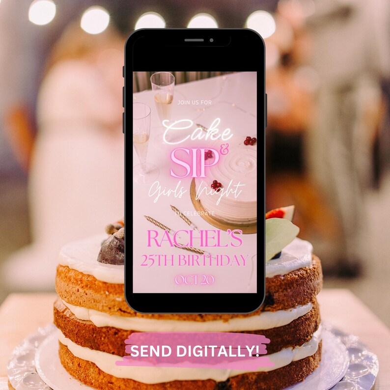 Cake and Sip Party Invitation for Adults Baking Party Invite Let's Get ...