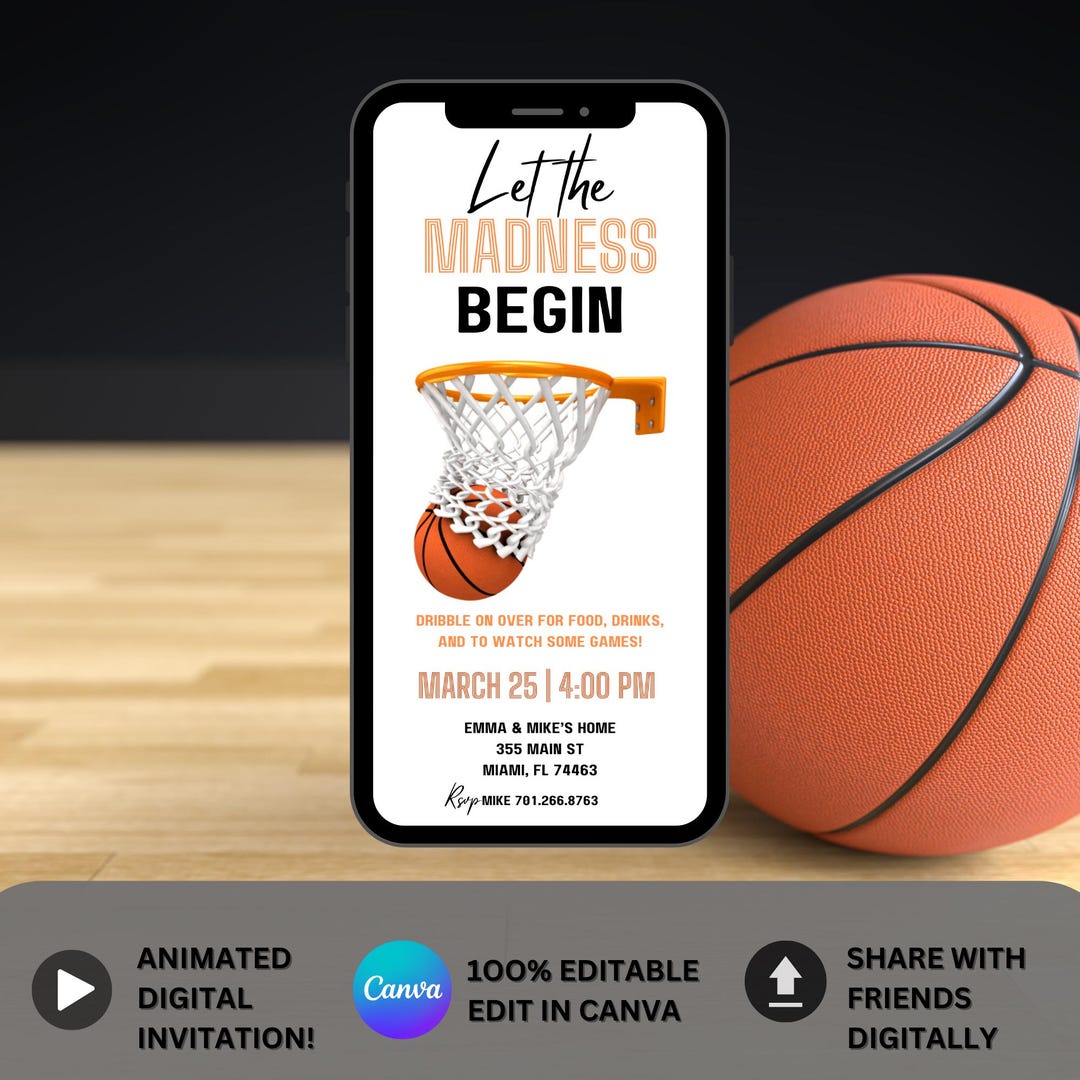 March Madness Invitation Basketball Theme Party March Madness Party ...