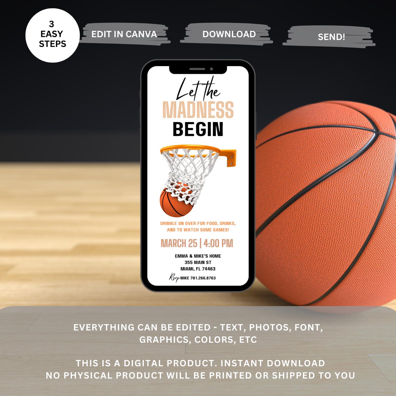 March Madness Invitation Basketball Theme Party March Madness Party ...