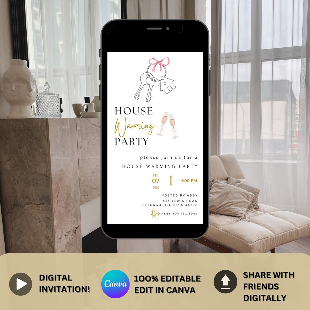 Digital Housewarming Party Invitation, House Warming Invite for Women ...