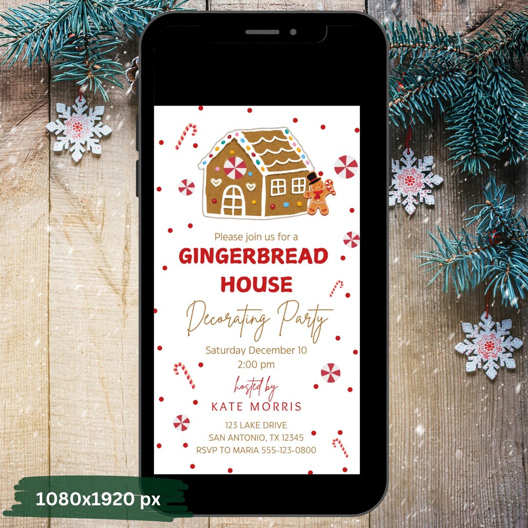 Editable Gingerbread House Party Invitation, Christmas Cookie ...
