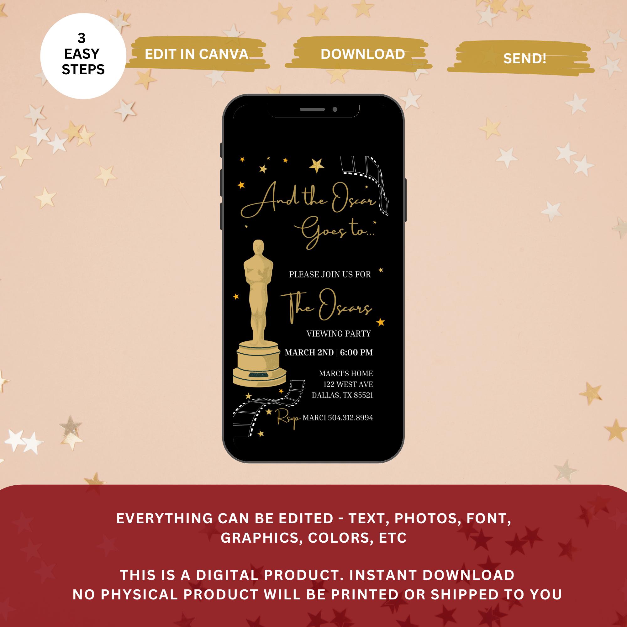 Oscar Party Invitation and the Oscar Goes to Oscars Invitation Academy ...