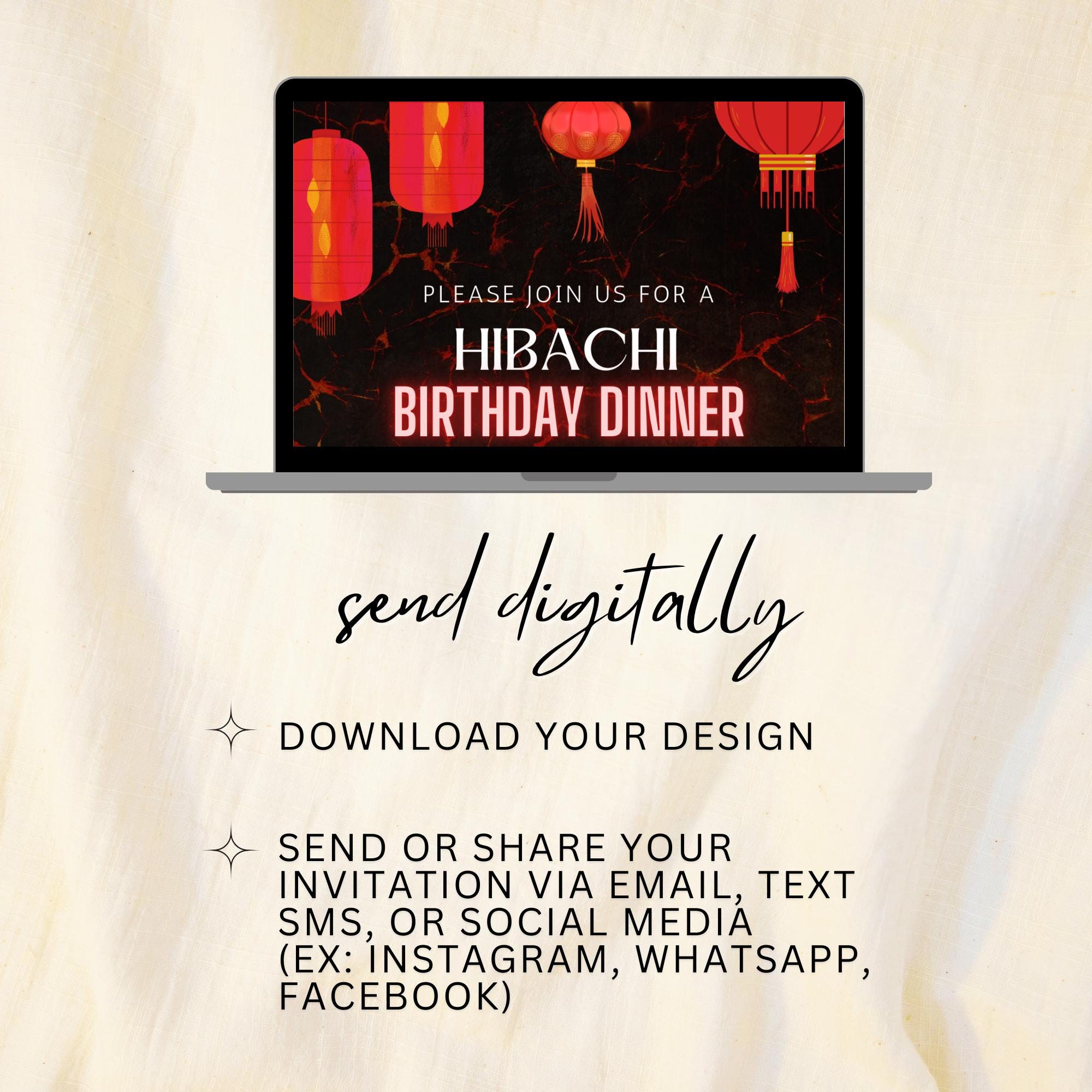 Editable Hibachi Birthday Dinner Invitation, Hibachi Party Invite ...