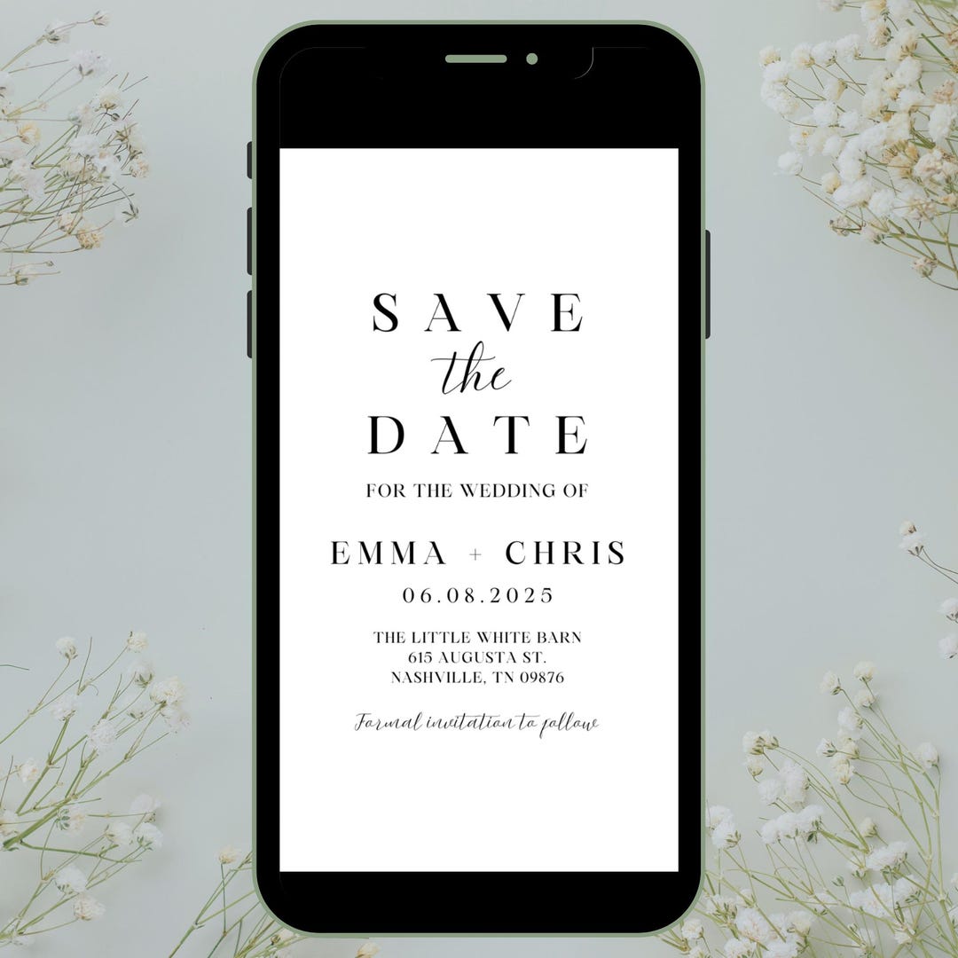 Electronic Save the Date Template, Minimalist Save the Date Evite ...