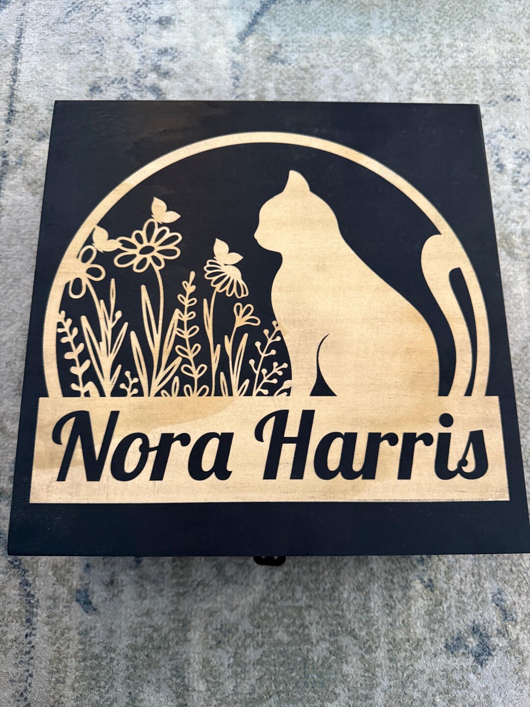 Cat Memory Box With Flowers | Keepsake Box for Pets - Etsy