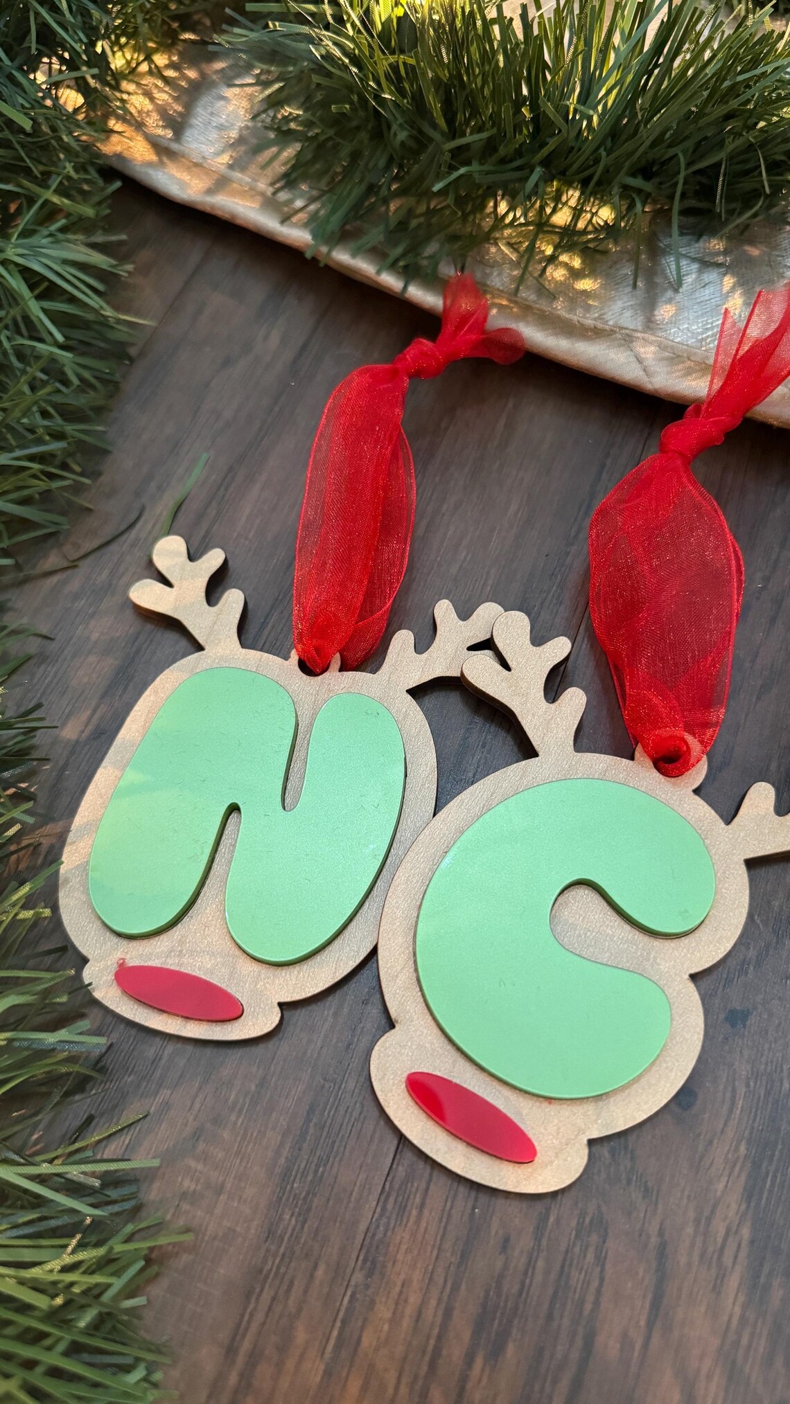 Custom Letter Reindeer Christmas Ornament, Christmas Stocking Tag ...