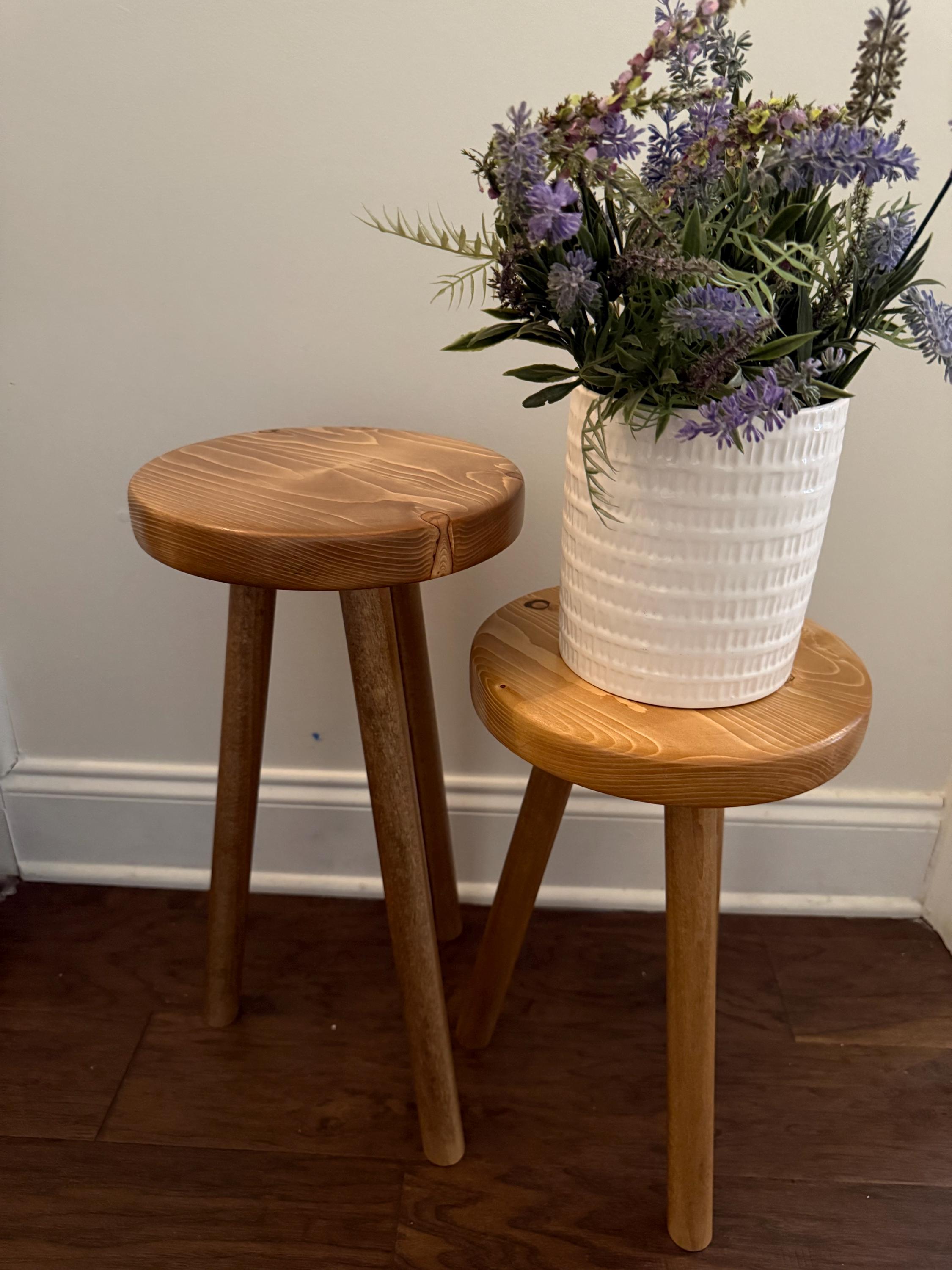 Wooden Stool Plant Stand | Accent Stool | Wood Plant Stand - Etsy