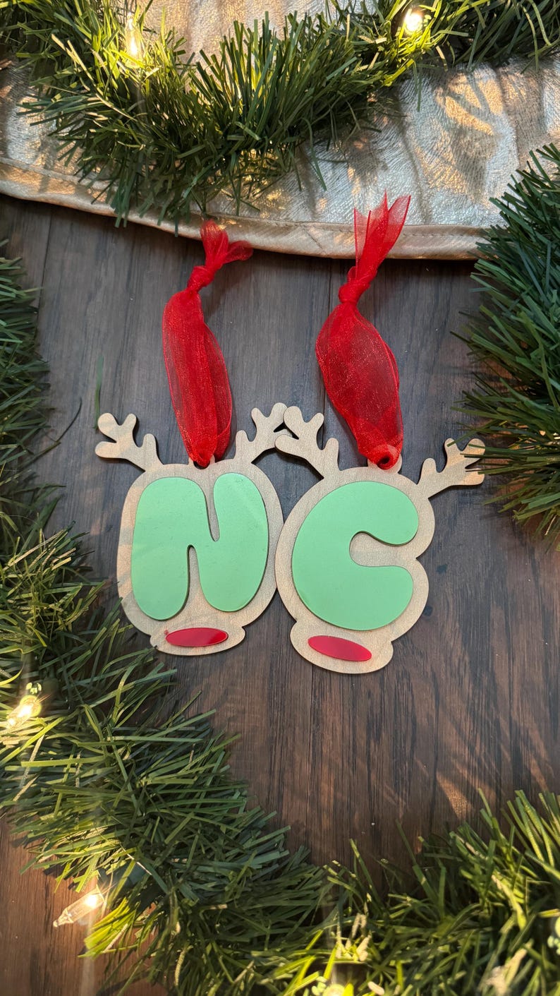 Custom Letter Reindeer Christmas Ornament, Christmas Stocking Tag ...