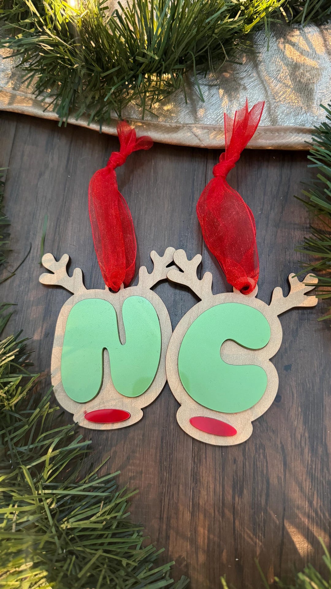Custom Letter Reindeer Christmas Ornament, Christmas Stocking Tag ...
