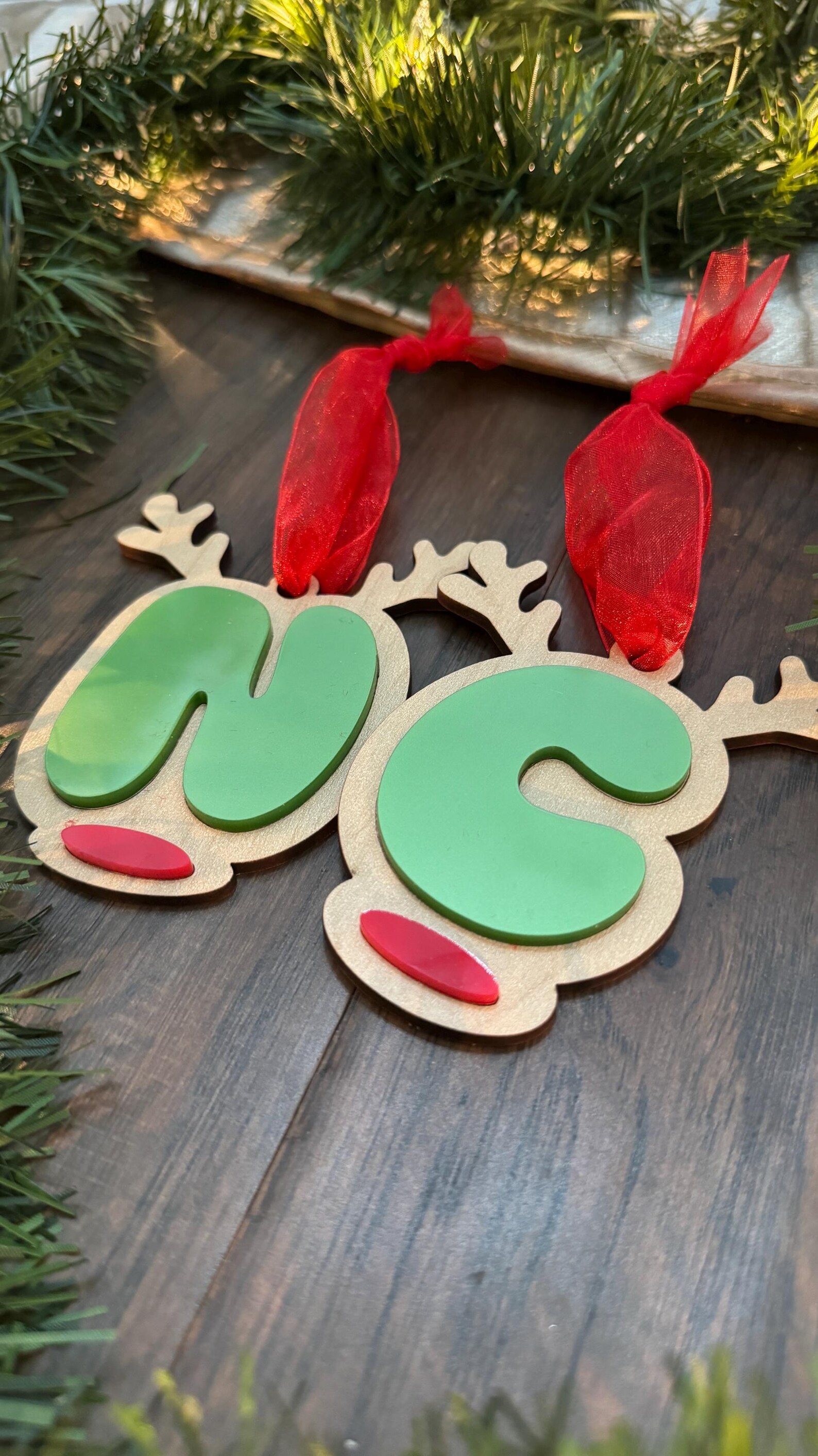 Custom Letter Reindeer Christmas Ornament, Christmas Stocking Tag ...