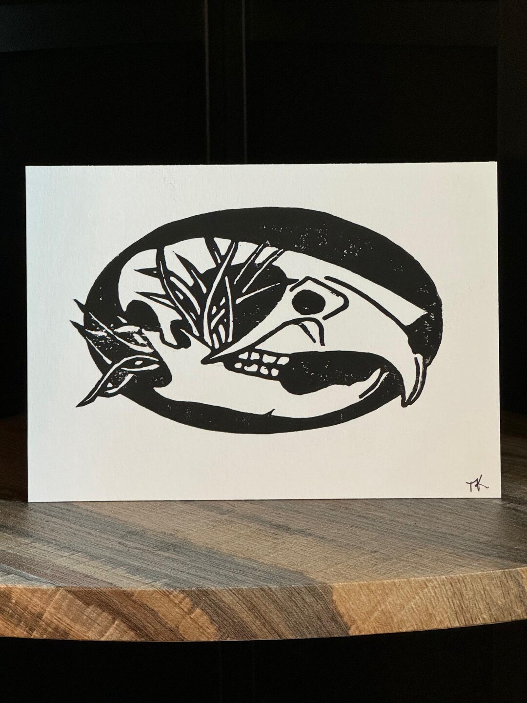 Rat Skull With Plant Linocut Print - Etsy