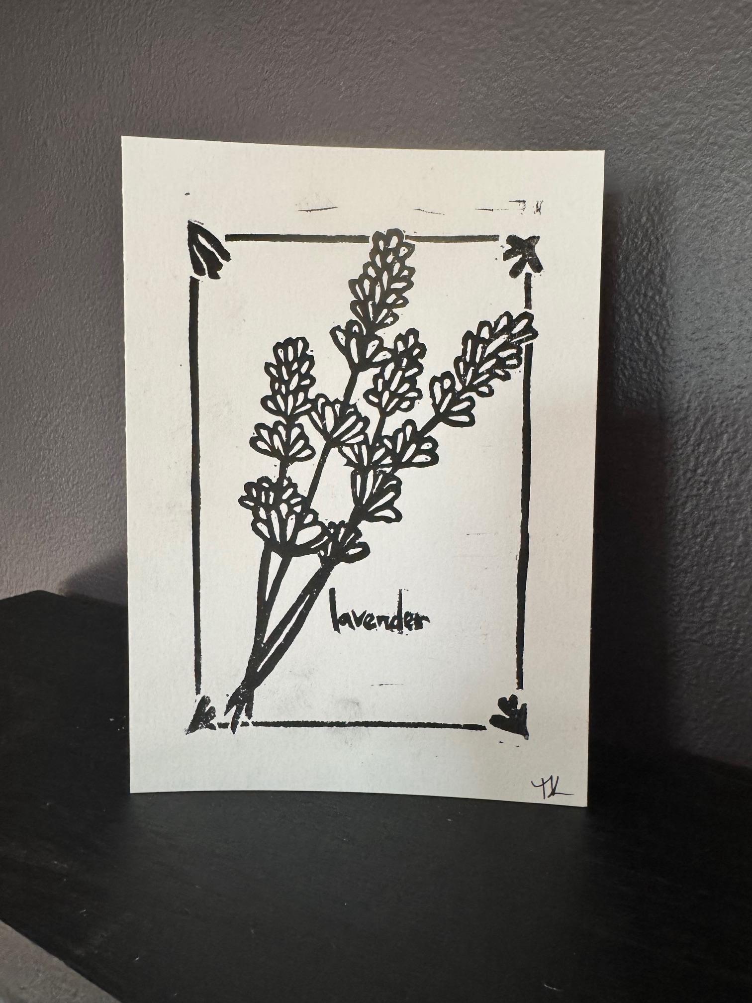 Lavender Linocut Print - Etsy