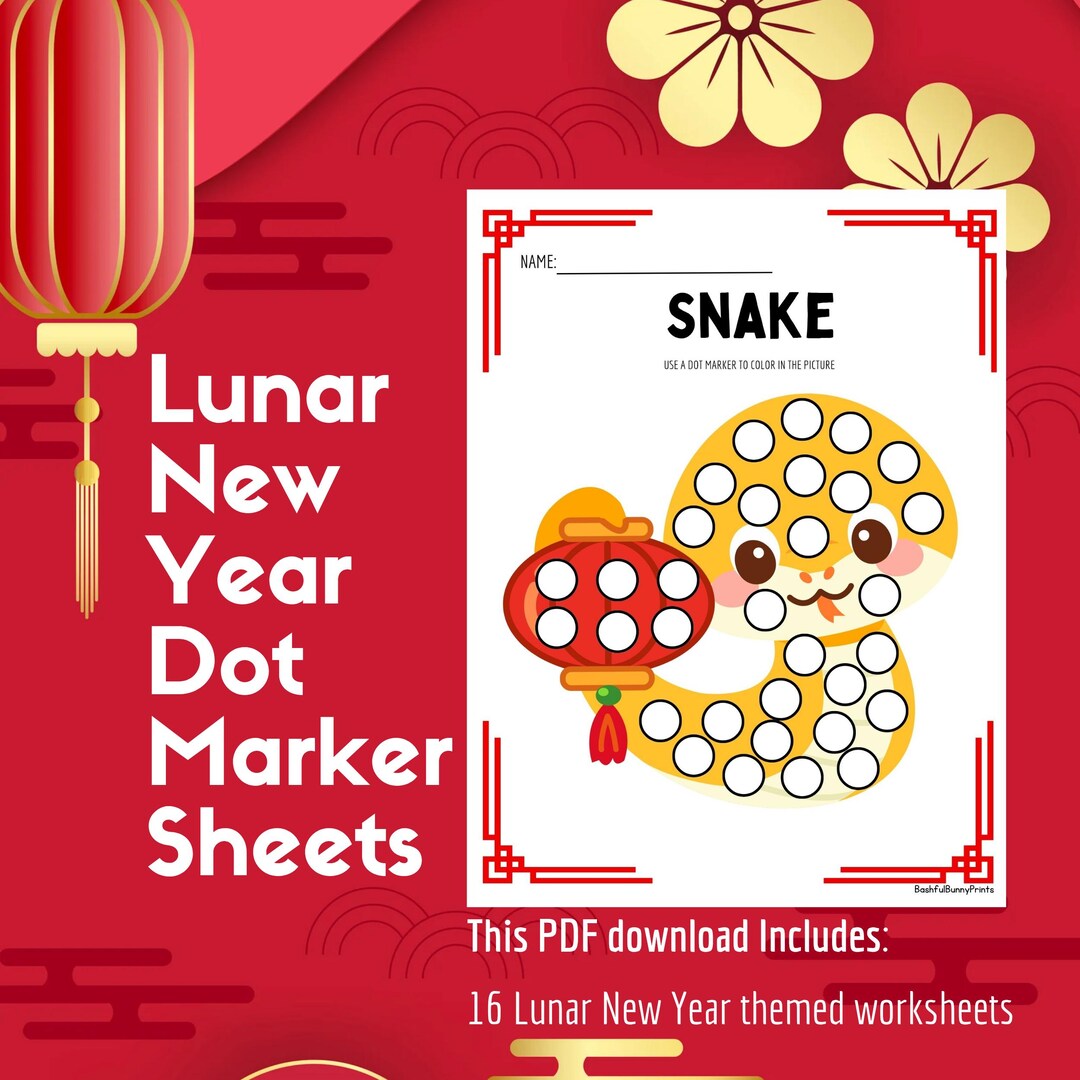 Lunar New Year Dot Marker Worksheets, Preschool Dot Marker Sheets ...
