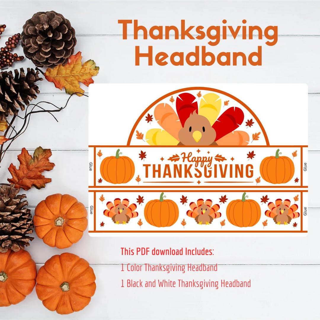 Happy Thanksgiving Headbands, Thanksgiving Day Paper Crown, Kids Craft ...
