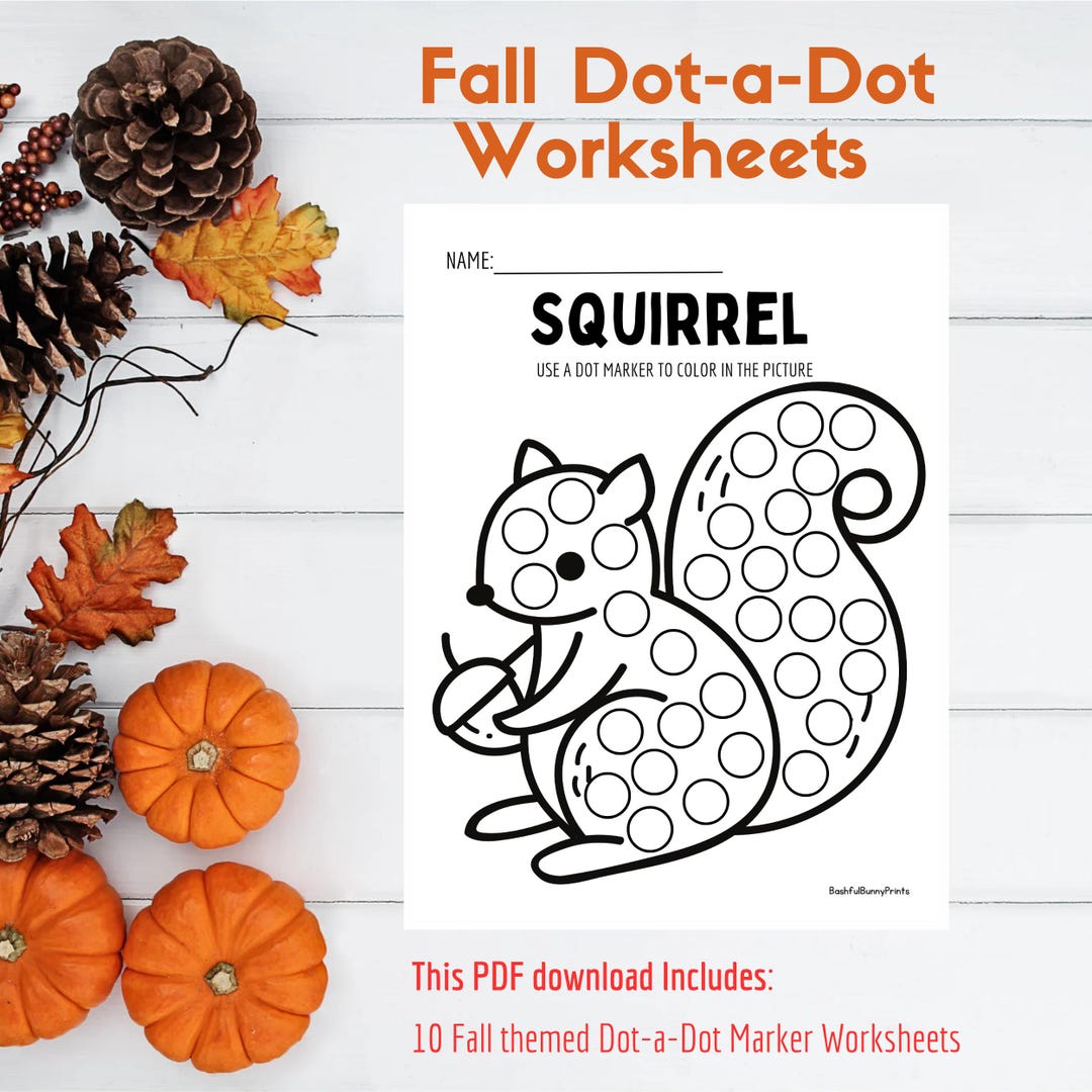 Fall Themed Dot Marker Worksheets, Preschool Dot Marker, Harvest Do a ...