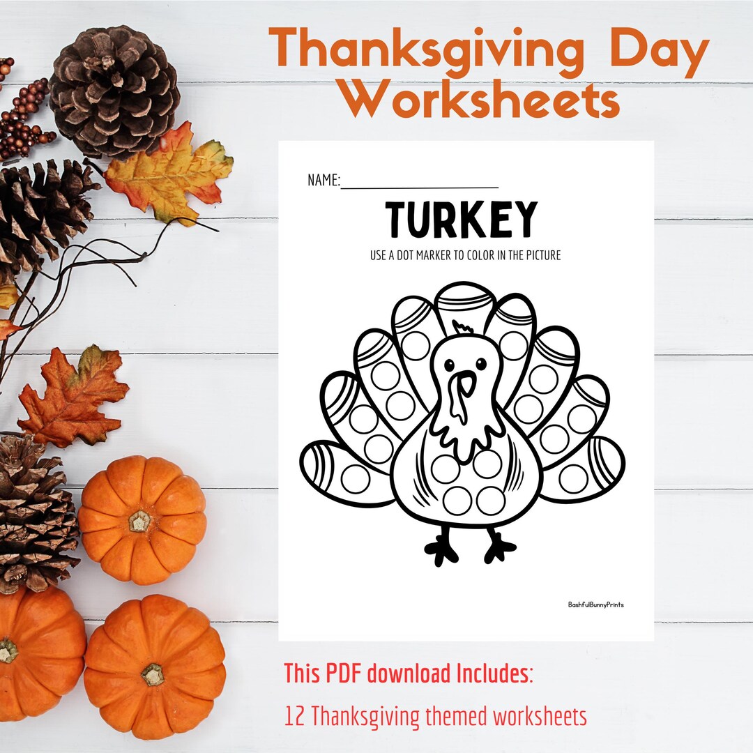 Thanksgiving Day Dot Marker Worksheets, Preschool Dot Marker, Do a Dot ...